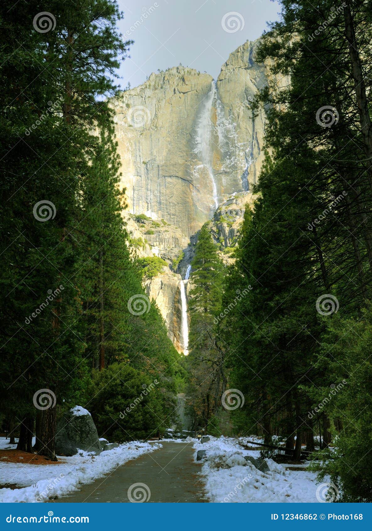 Yosemite Fall in winter stock photo. Image of snow, national - 12346862