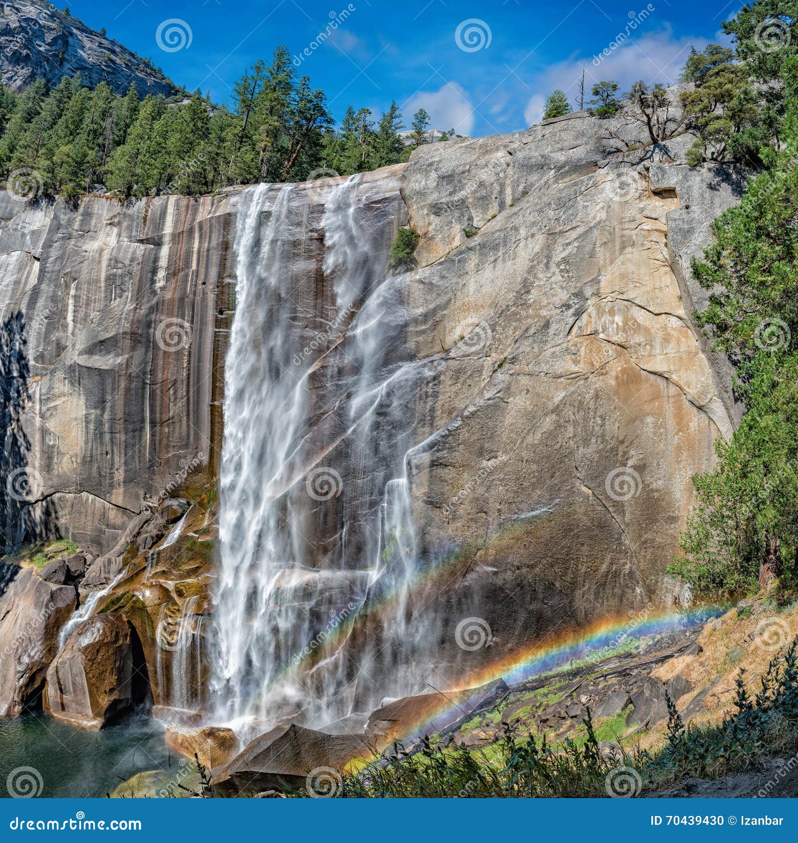 Yosemite Falls with Double Rainbow Stock Photo - Image of nature ...