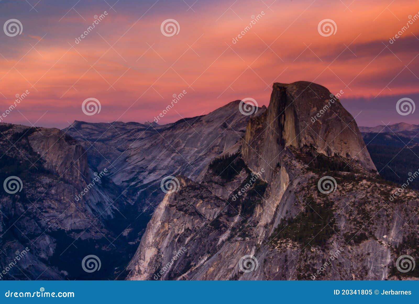 Yosemite National Park Granite Half Dome Pink Purple Orange Sunset in ...
