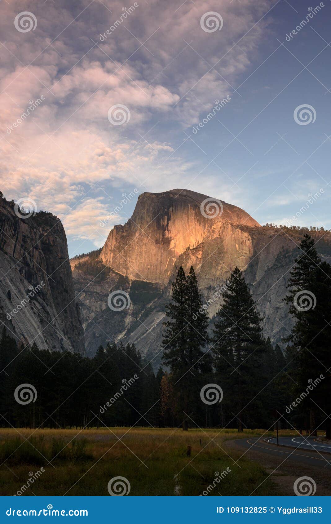 Yosemite Half Dome at Sunset Stock Image - Image of glacier ...