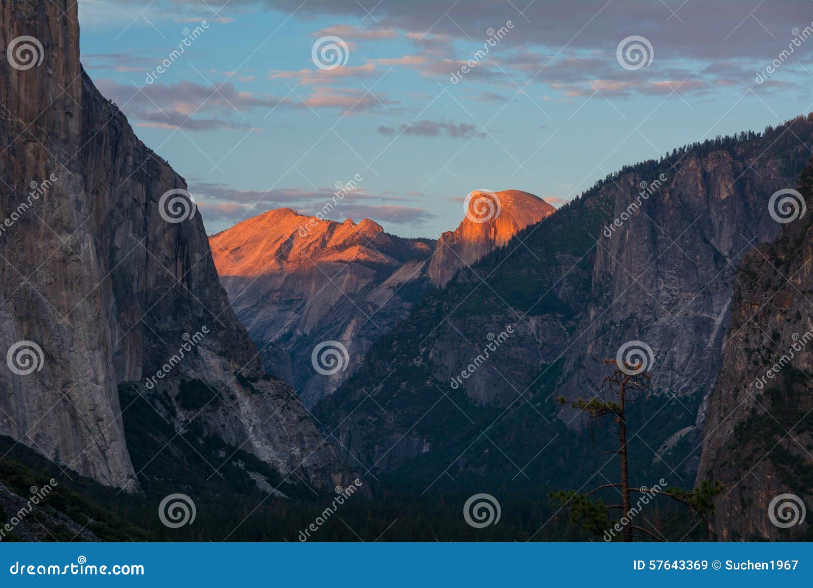 Yosemite Half Dome at Sunset Stock Image - Image of travel, mountain ...
