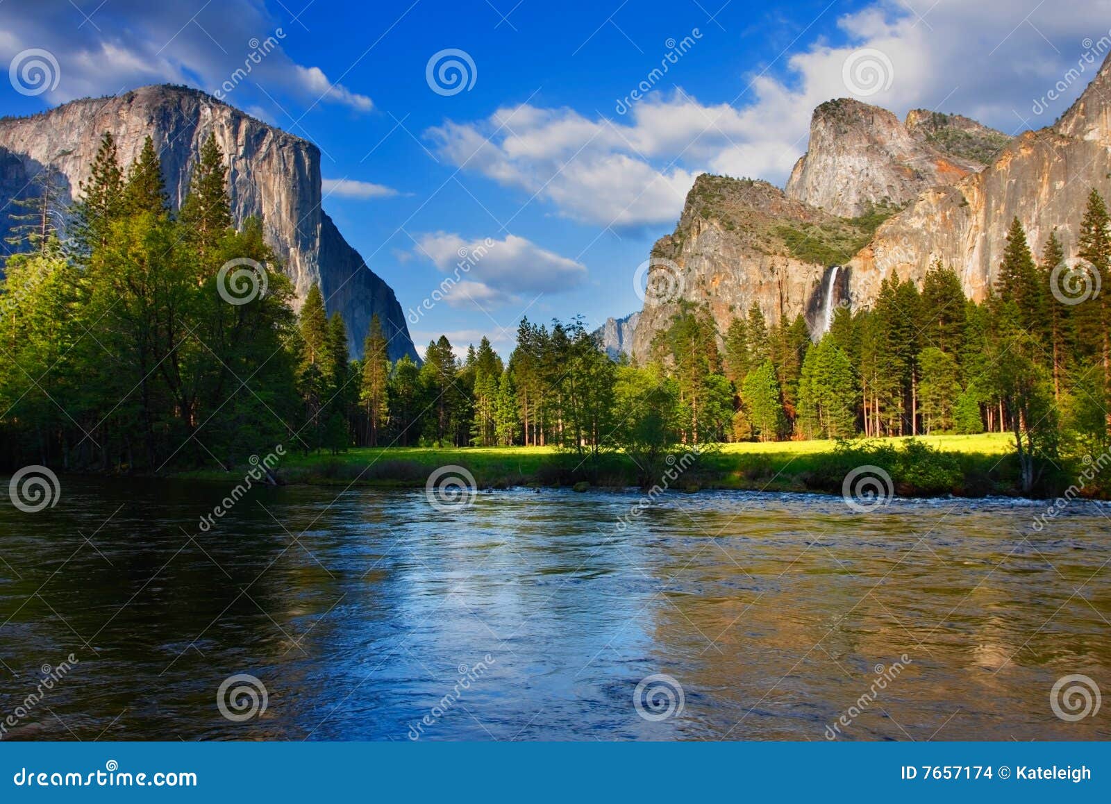 Yosemite at the Merced River Stock Photo - Image of capitan, cathedral ...