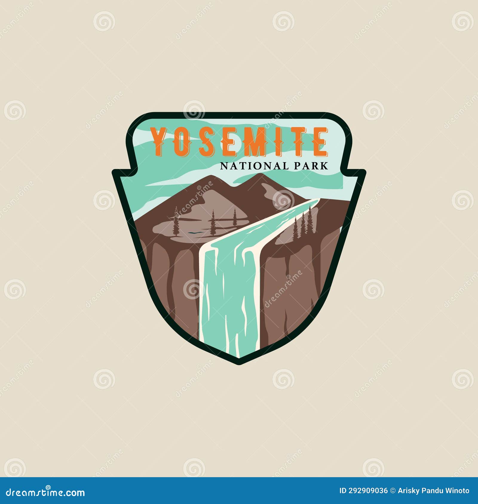 Yosemite National Park Emblem Vector Illustration Template Graphic