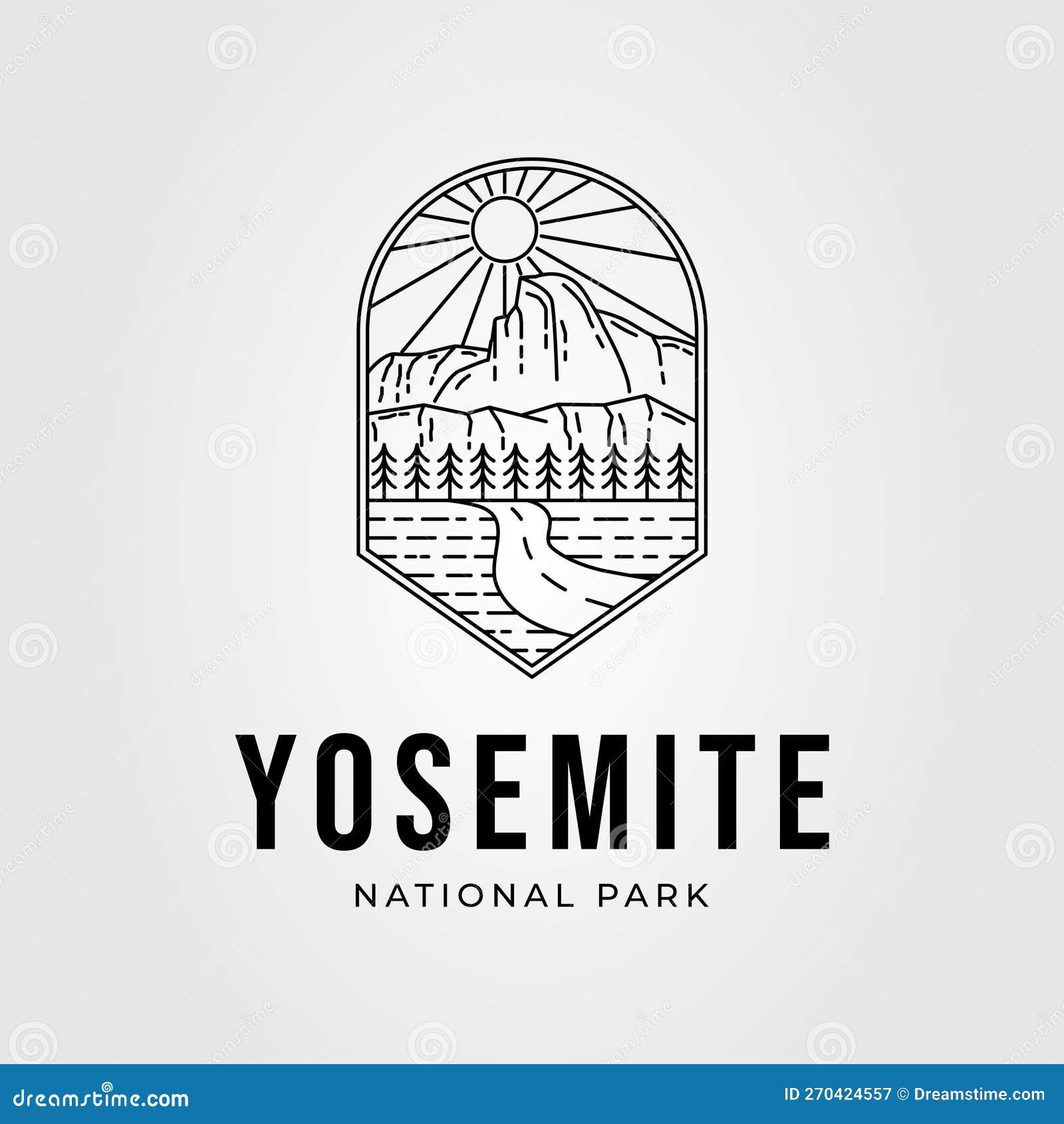 Yosemite National Park Landscape Logo Vector Illustration Design Stock