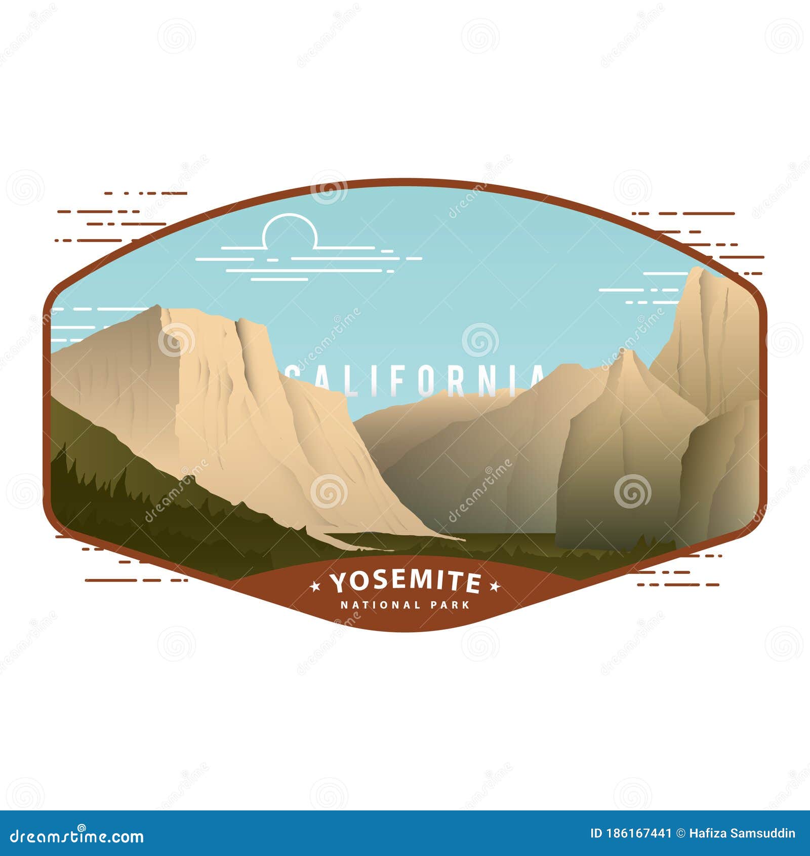 Yosemite National Park Vector Illustration Decorative Design Stock