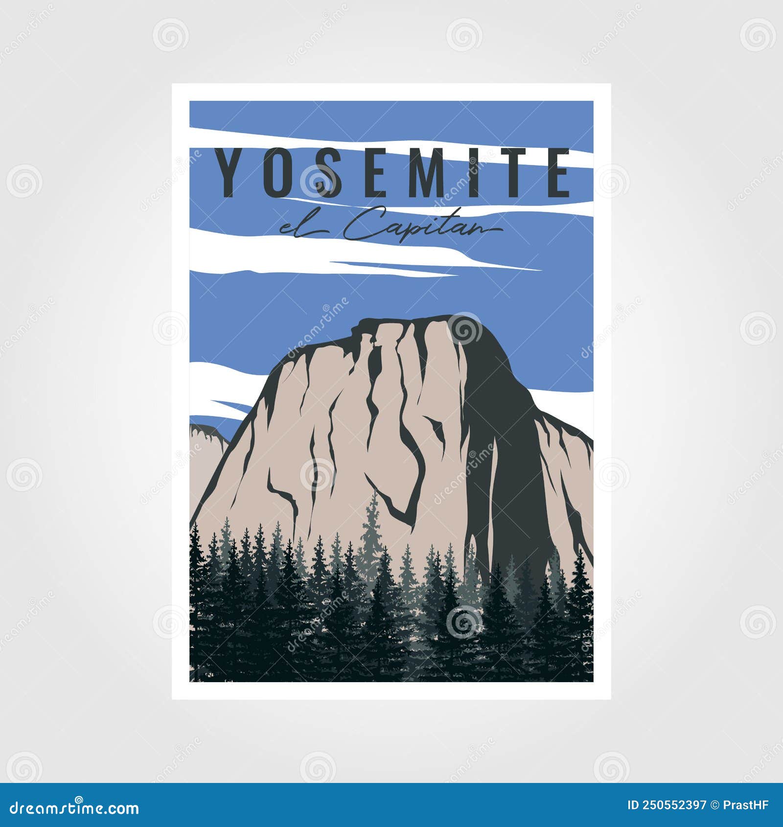 Yosemite National Park Vintage Poster Outdoor Vector Illustration
