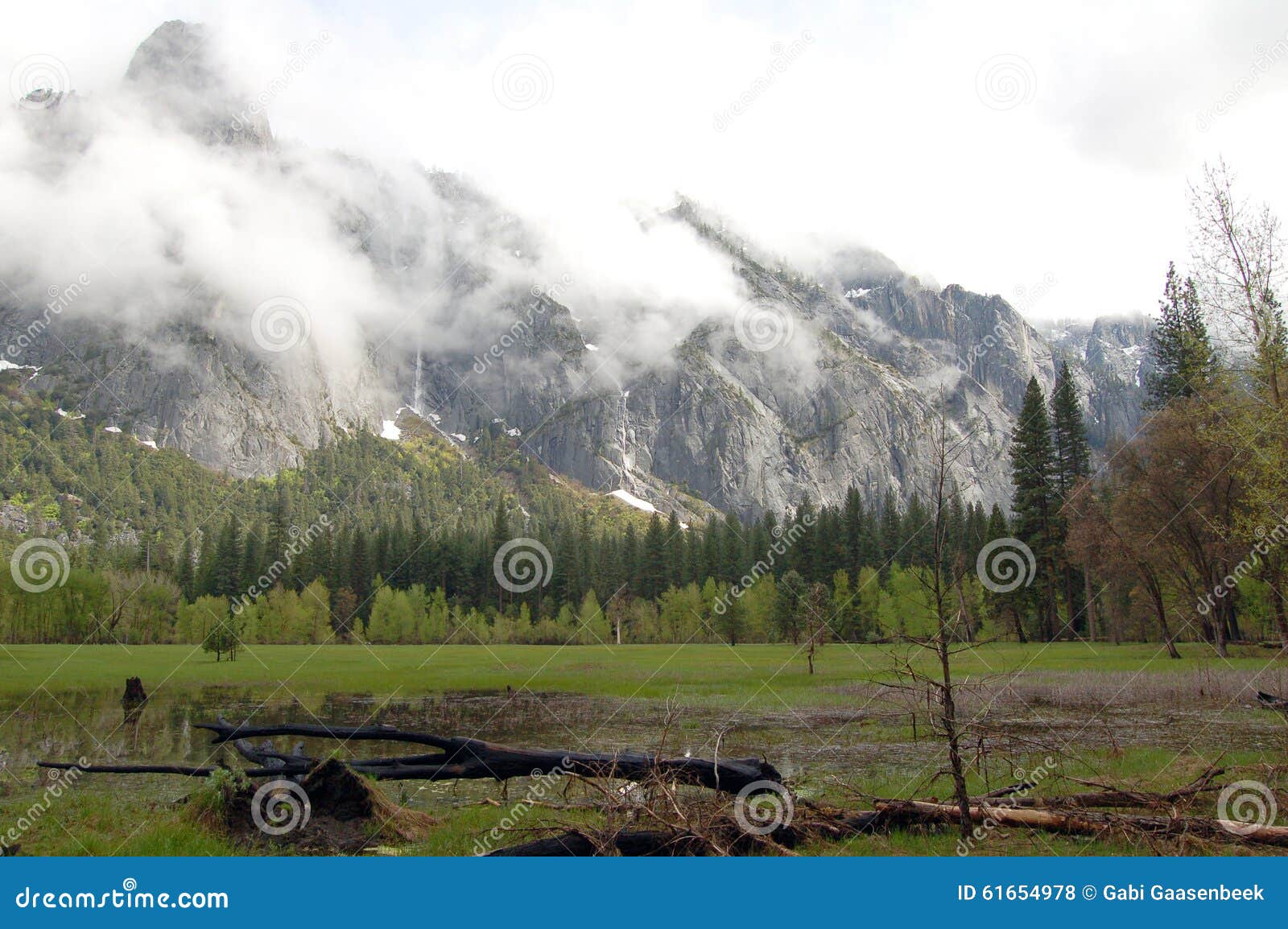 Yosemite Valley with Mountains in the Fog Stock Photo - Image of fall ...