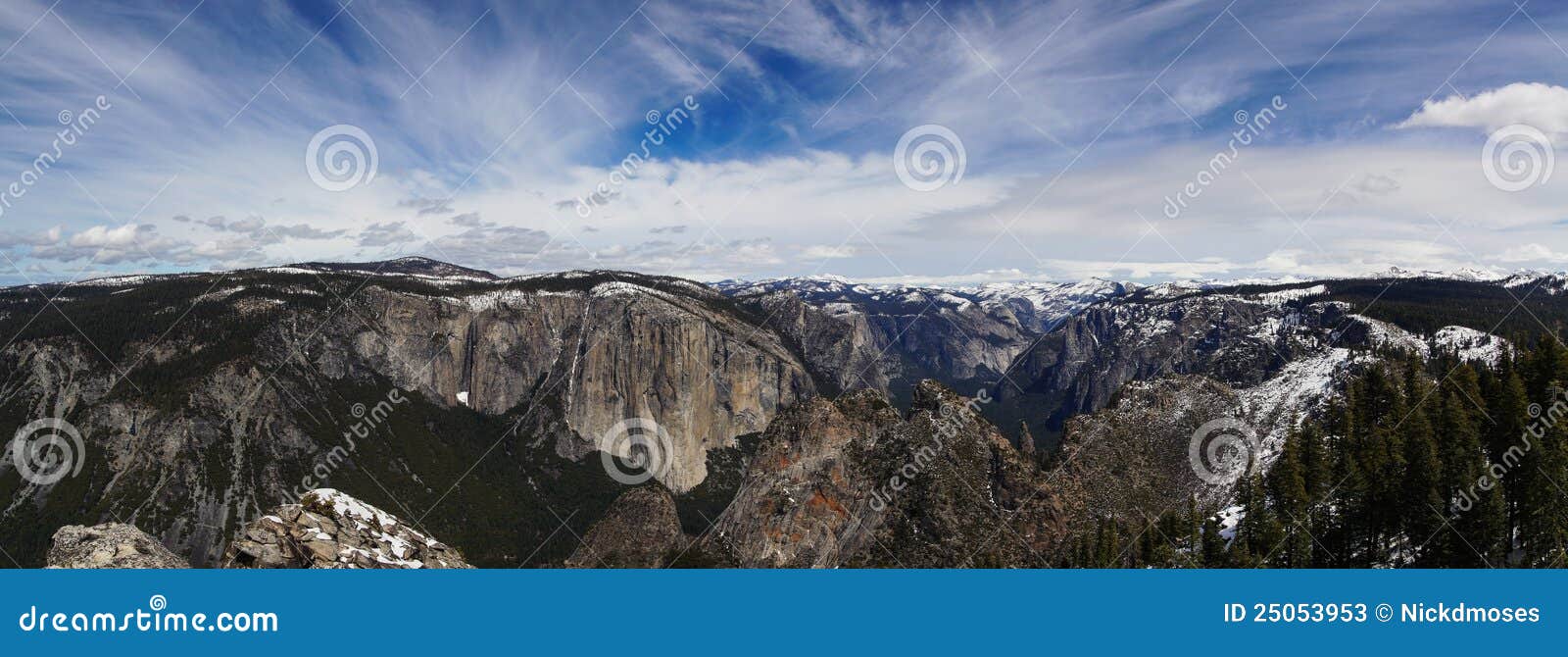 Yosemite Valley Rim Panorama Stock Image - Image of outdoor, horsetail ...