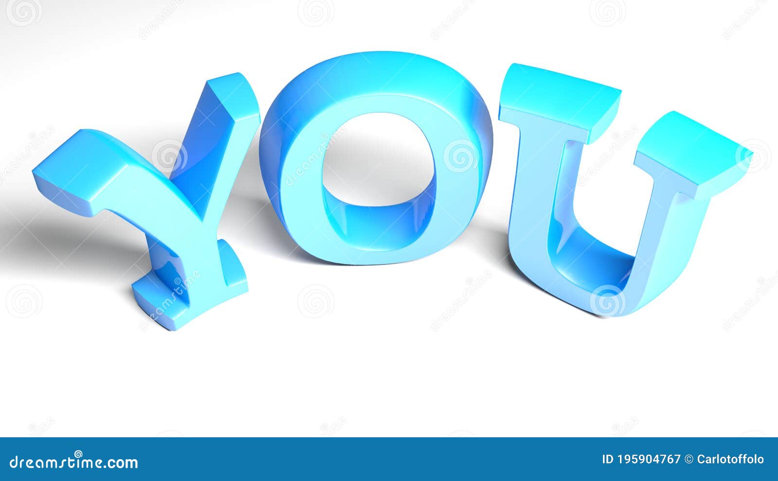 YOU Blue Write Isolated on White Background - 3D Rendering Illustration ...