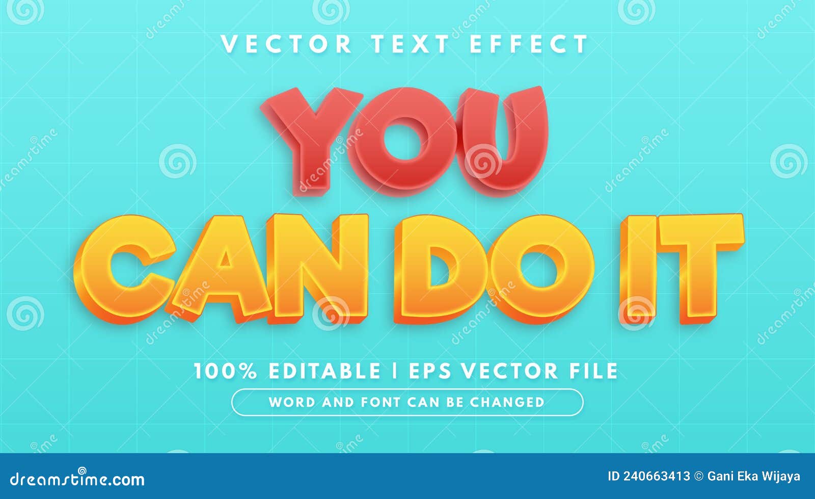 You Can Do it Text, Cute Cartoon Style Editable Text Effect Stock ...