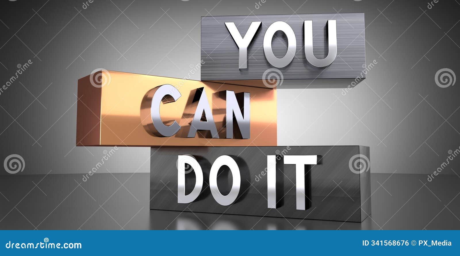 You Can Do it - Words on Metal Blocks Stock Illustration - Illustration ...