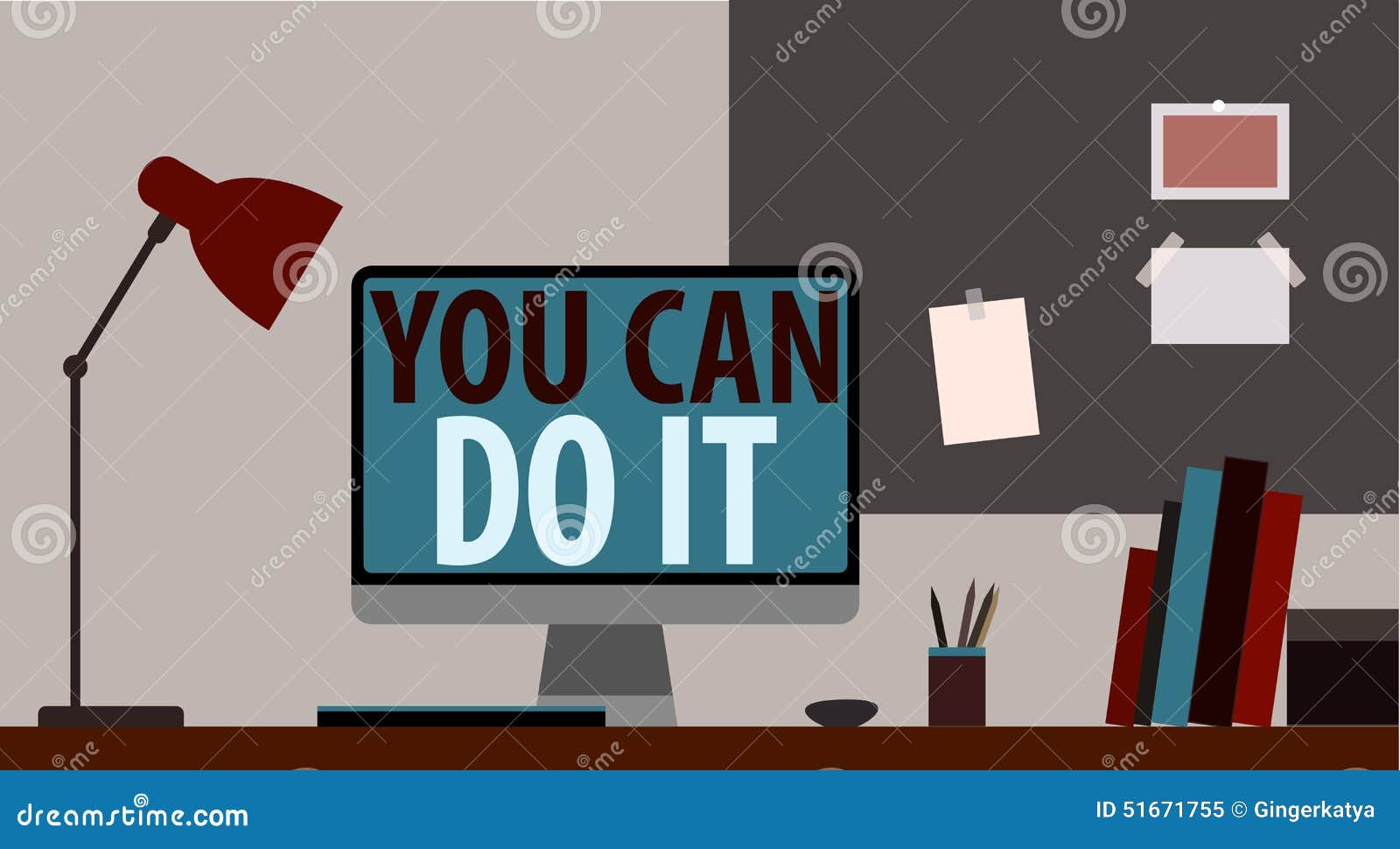 YOU CAN DO it. WORKPLACE stock vector. Illustration of motivation ...