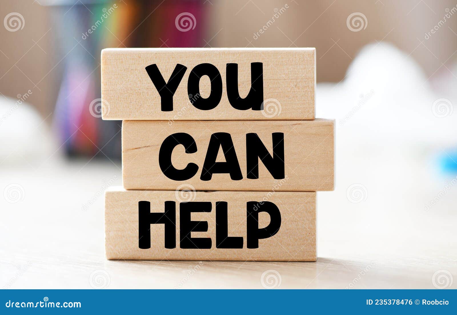 YOU CAN HELP Words on Wooden Blocks Stock Photo - Image of rescue ...
