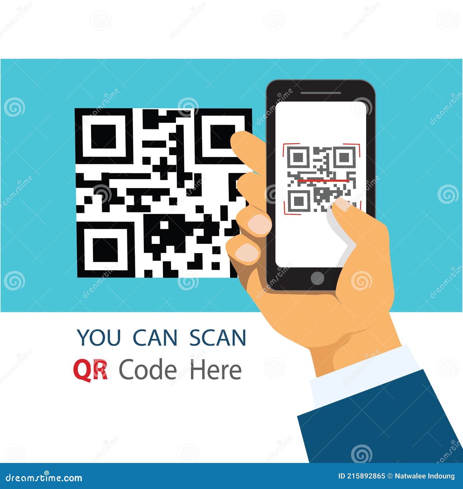 You Can Scan QR Code To Smartphone Stock Illustration - Illustration of ...