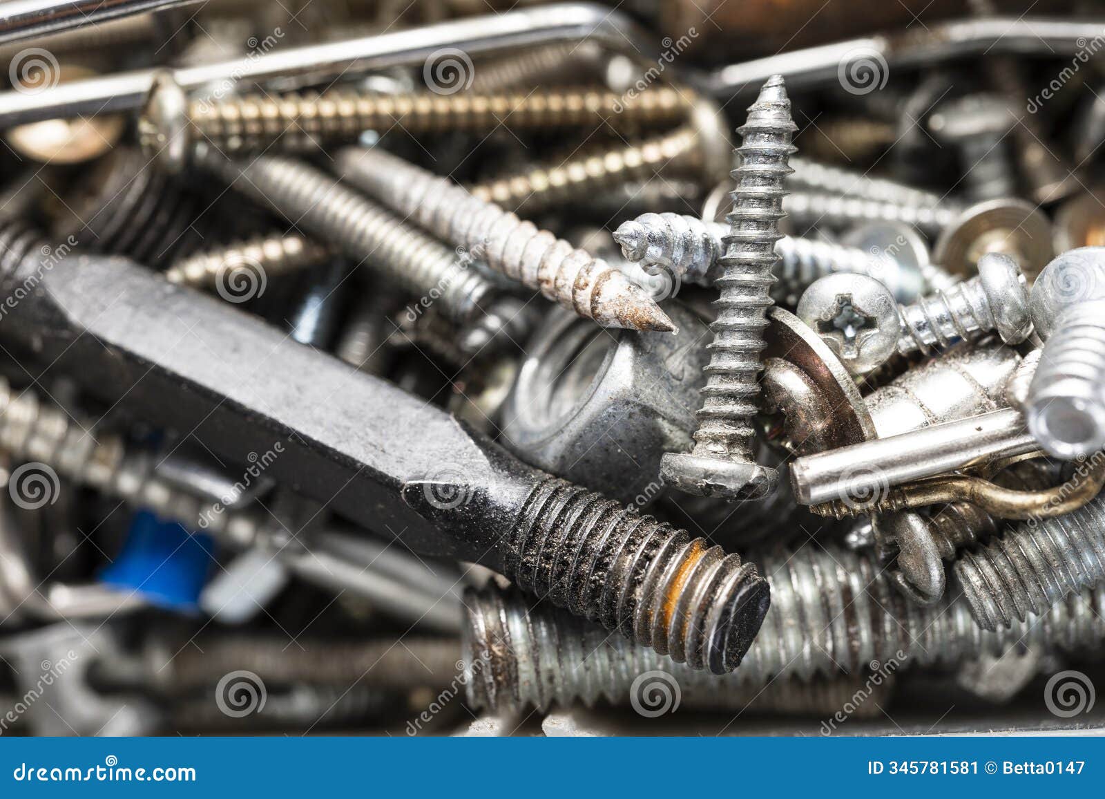 Various Types of Worn Screws, Top View Stock Image - Image of bunch ...