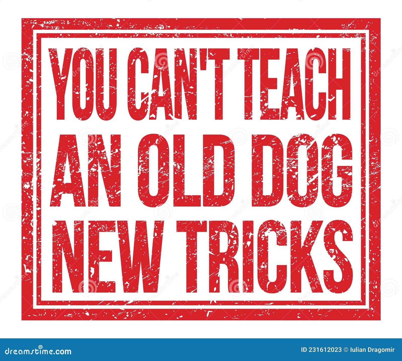 YOU CAN`T TEACH an OLD DOG NEW TRICKS, Text on Red Grungy Stamp Sign ... YOU CAN`T TEACH an OLD DOG NEW TRICKS, Text on Red Grungy Stamp Sign ...