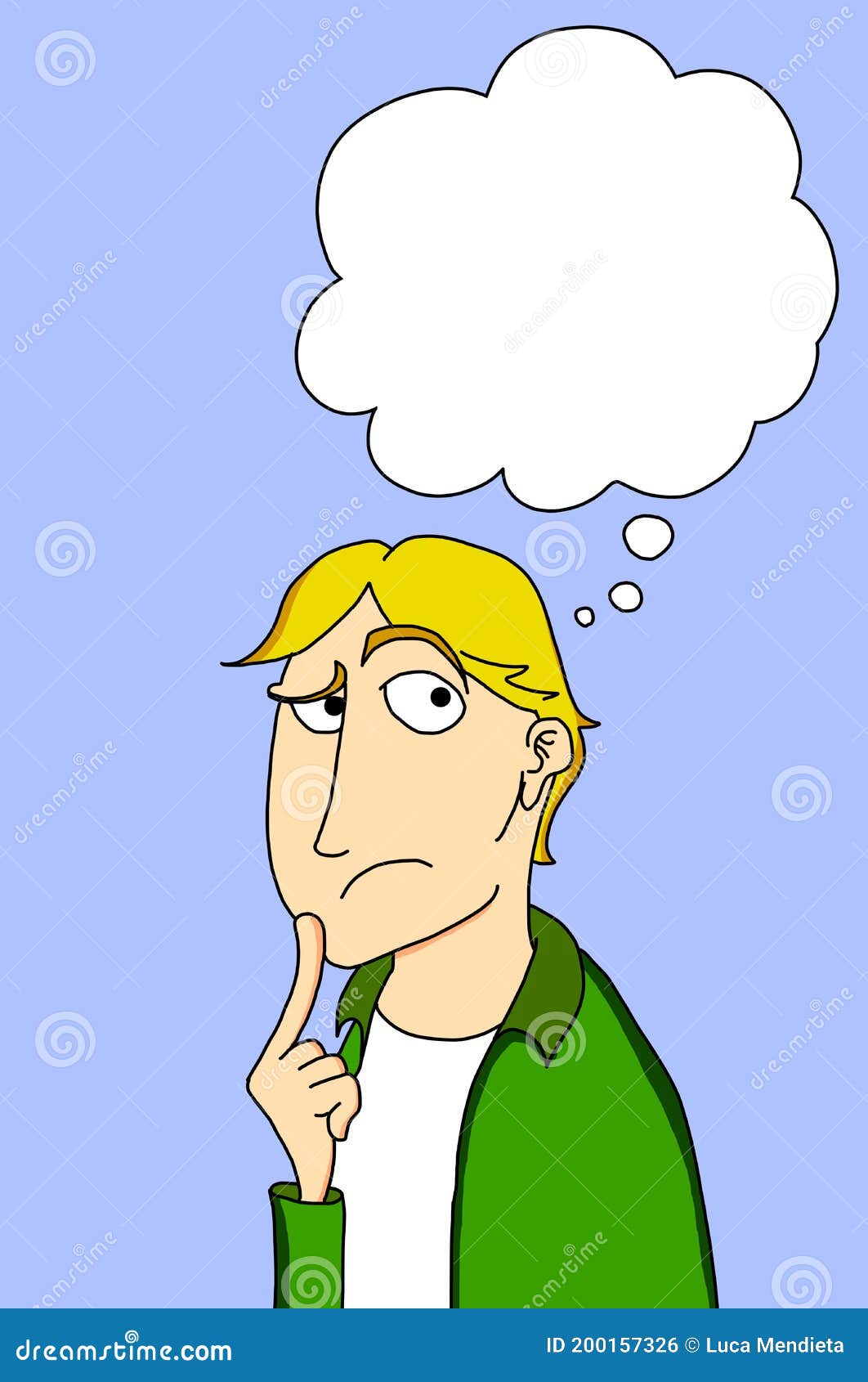 Illustration of a Blond Boy with an Expression of Doubting Something ...