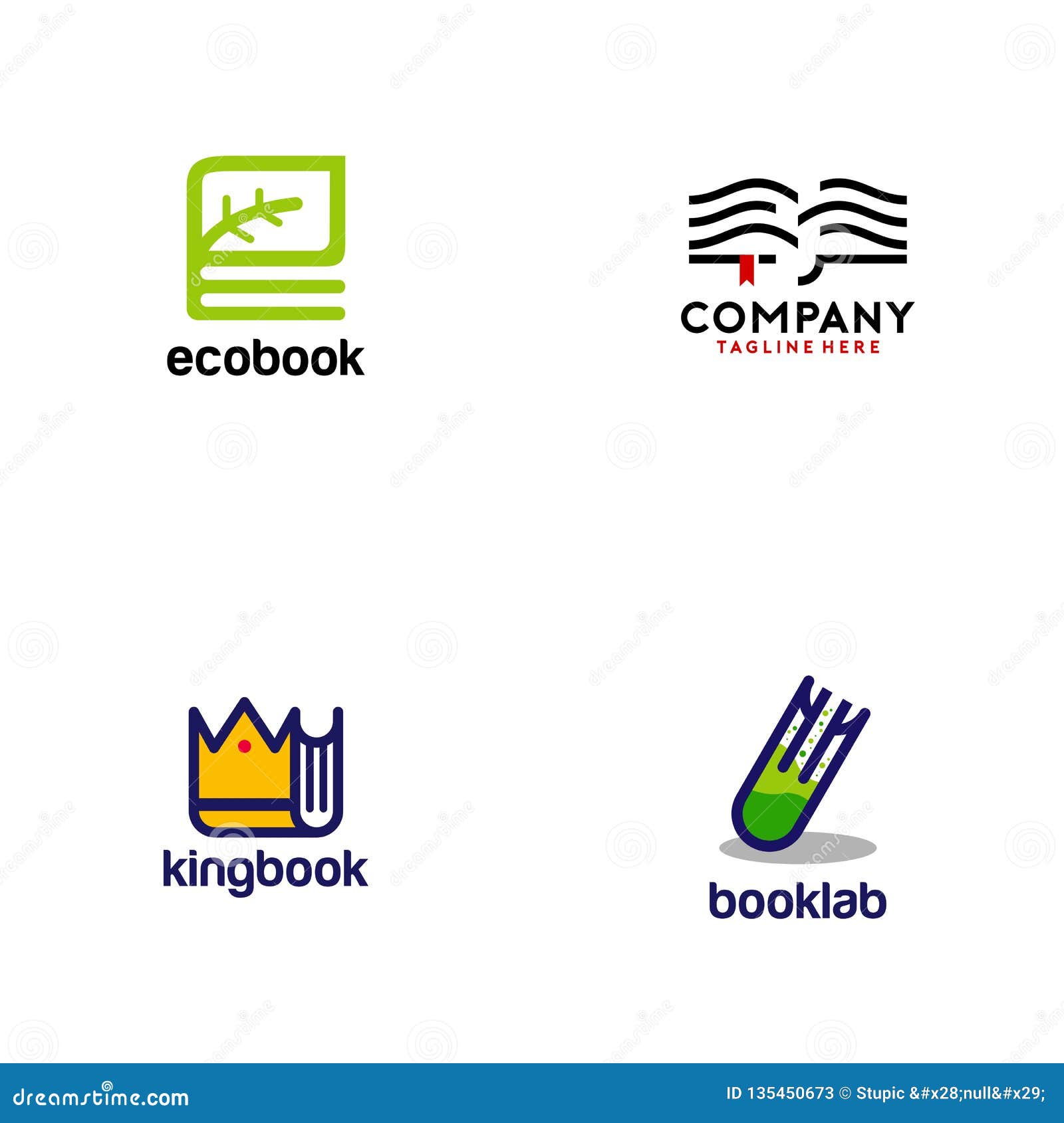 Creative and Colorful Book Logo Design Template Collection Stock ...