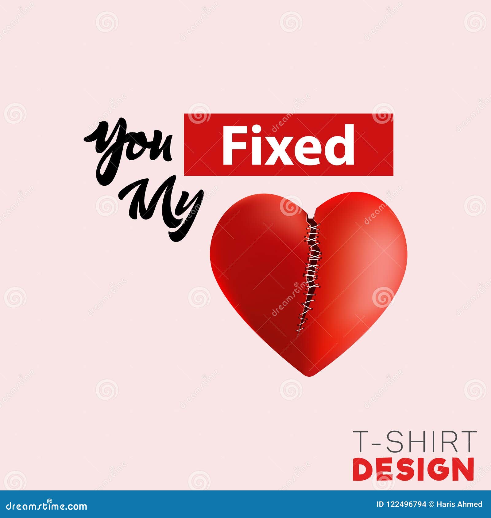 You Fixed My Heart T-Shirt Design, 3D Heart Vector T-shirt Template ...
