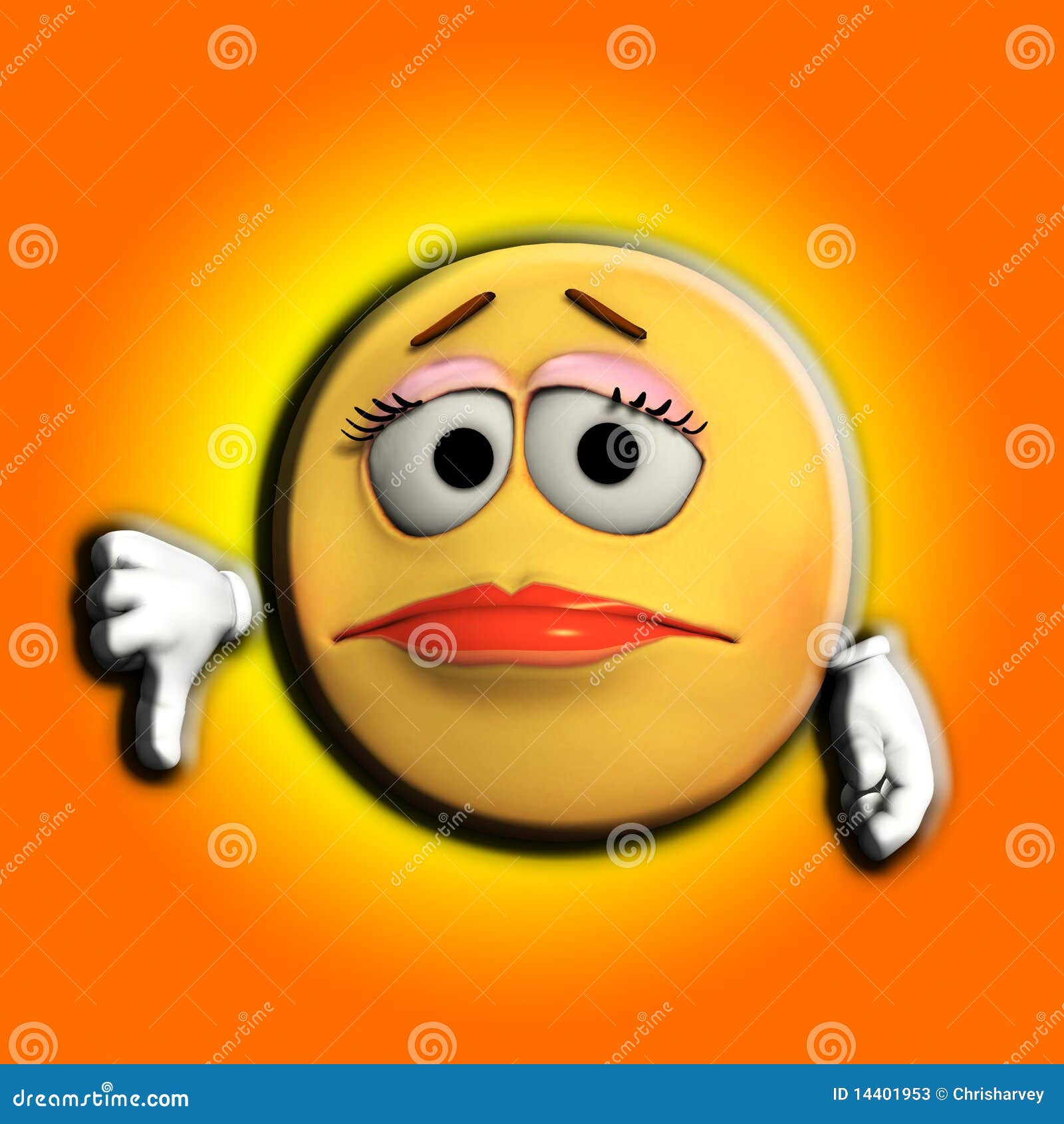 Cartoon Smiley Face With Thumbs Down