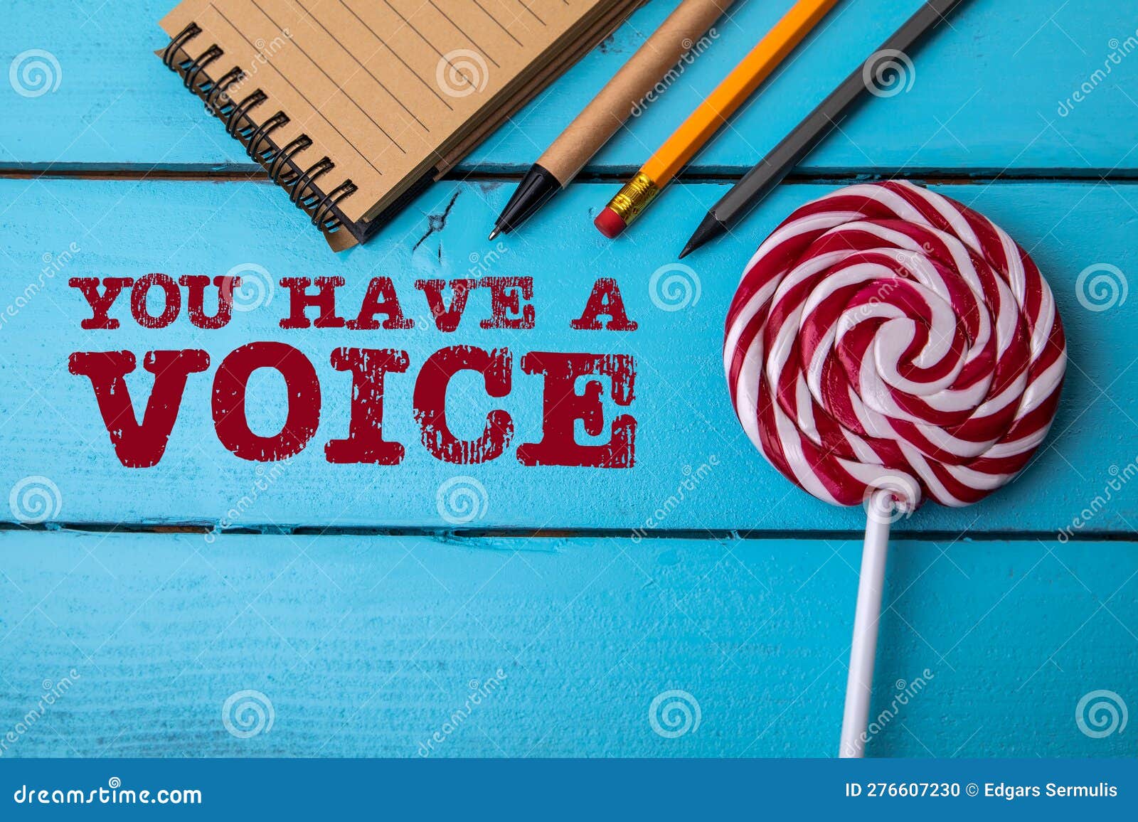 You Have a Voice. Text on Blue Painted Wood Texture Background Stock ...