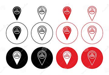 You are Here Pointer Outline Icon Drawing Set. You are Here Pointer Vector for App Web Use Stock ...