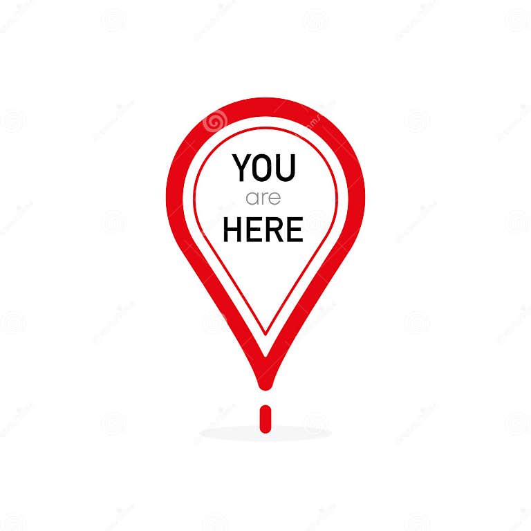 You are Here Red Location Pointer Marker Isolated on White Background ...