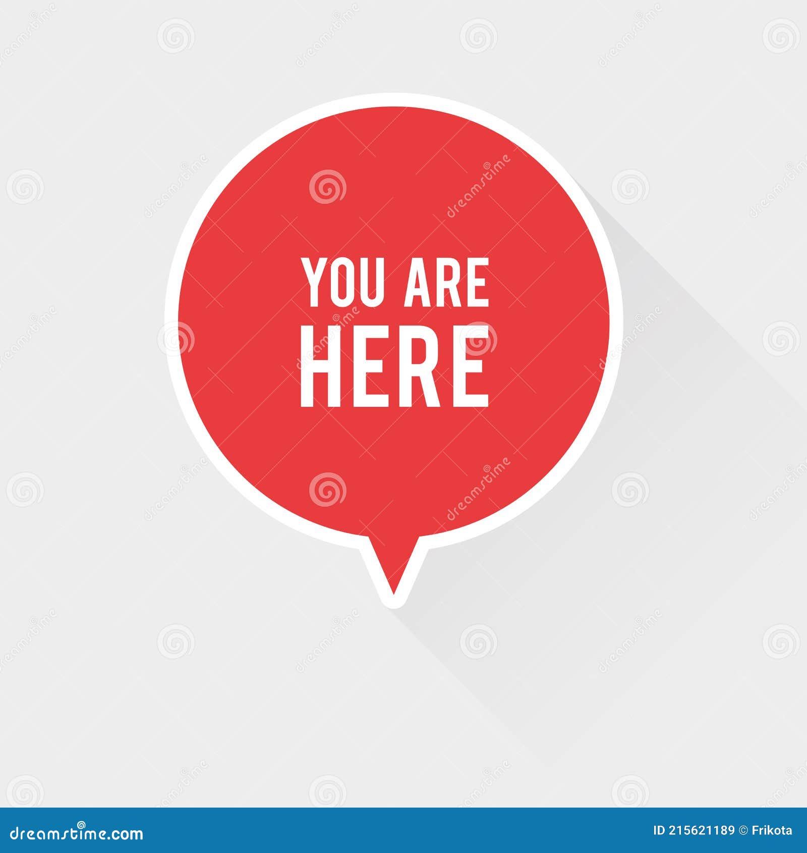 You are Here Sign with Long Shadow. Vector Illustration, Flat Design ...