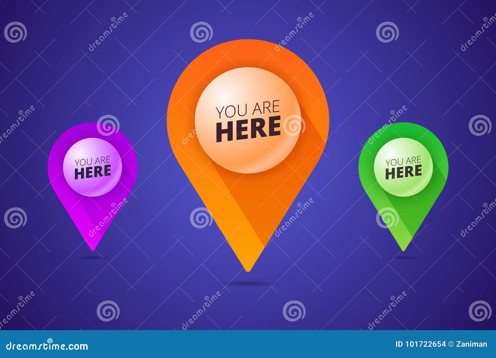You are Here Signs with Map Pointer, Pin Shape and 3d Effect Stock ...
