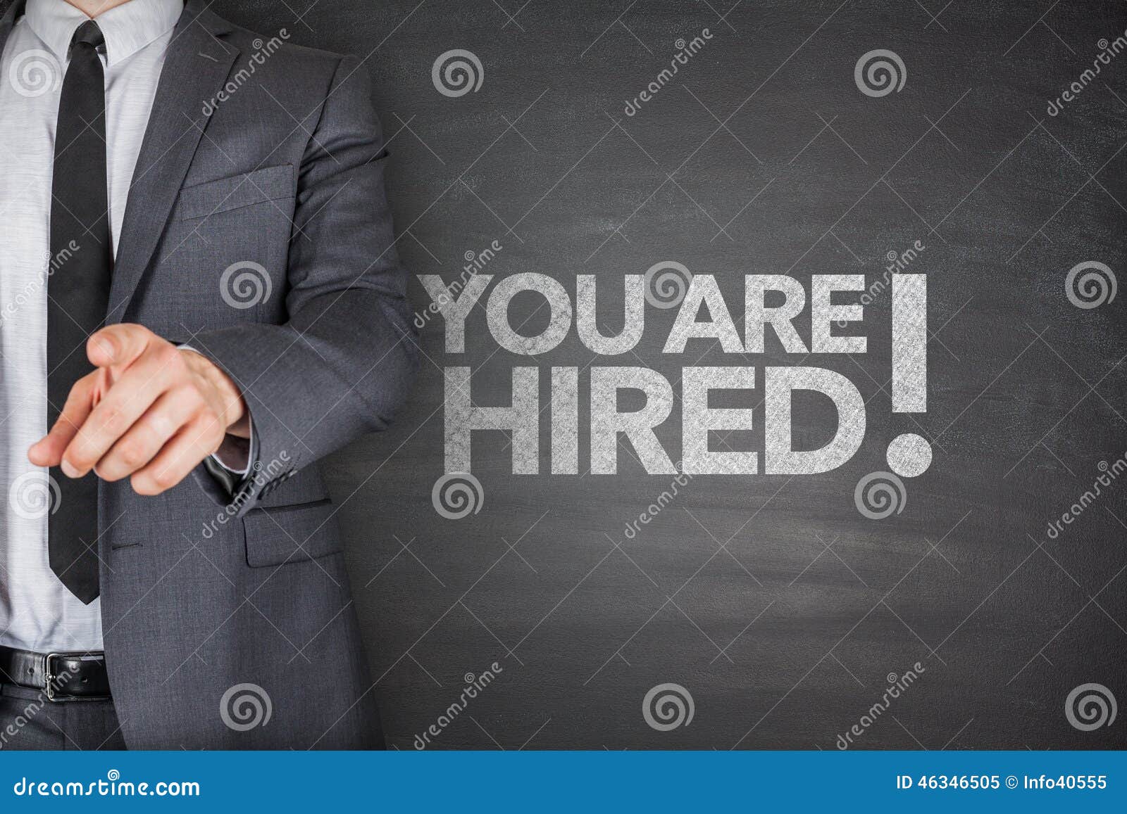 You are Hired on Blackboard Stock Image - Image of businessman ...
