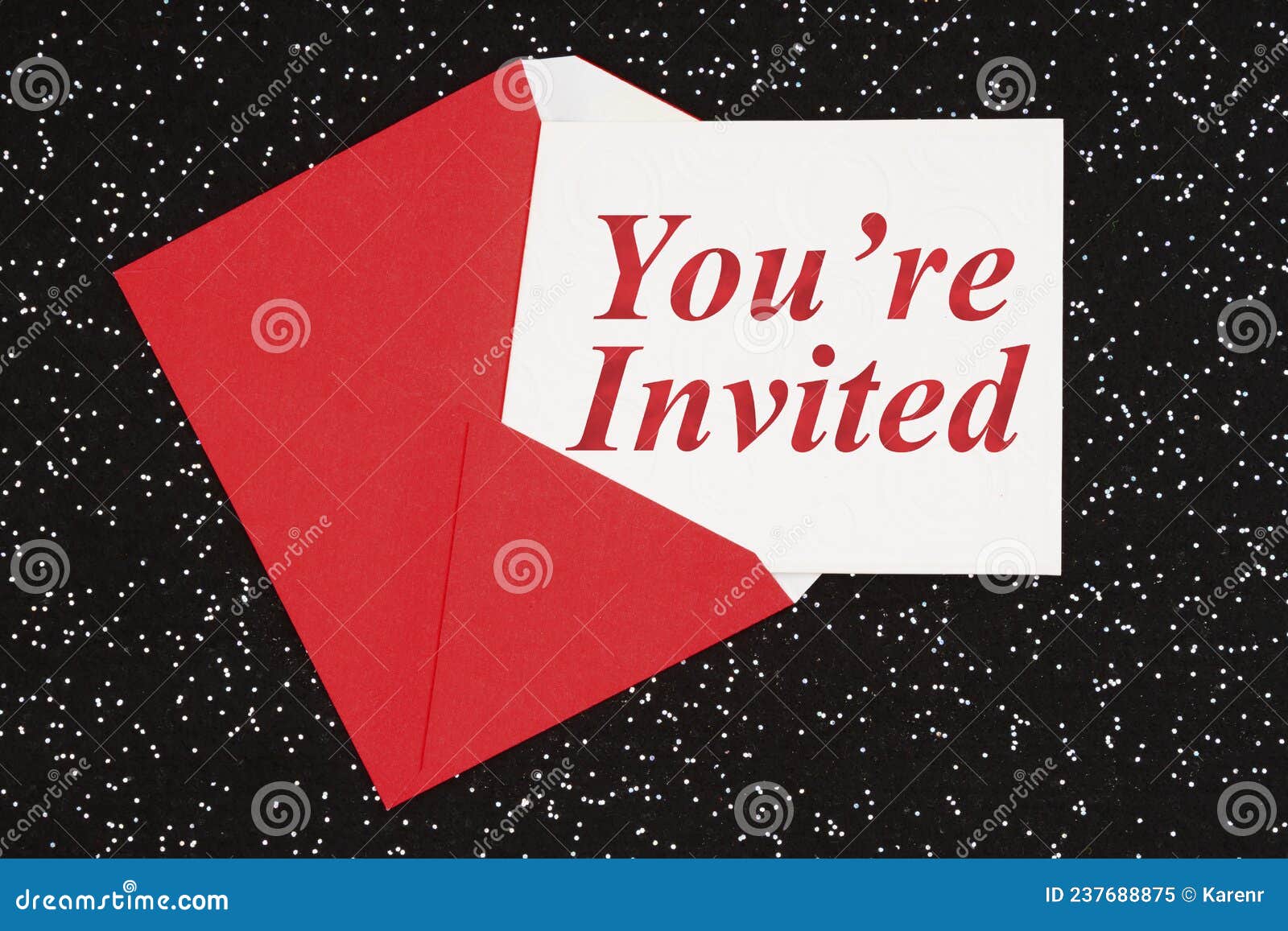 You are Invited Greeting Card with Red Envelope on Black Stock Image ...