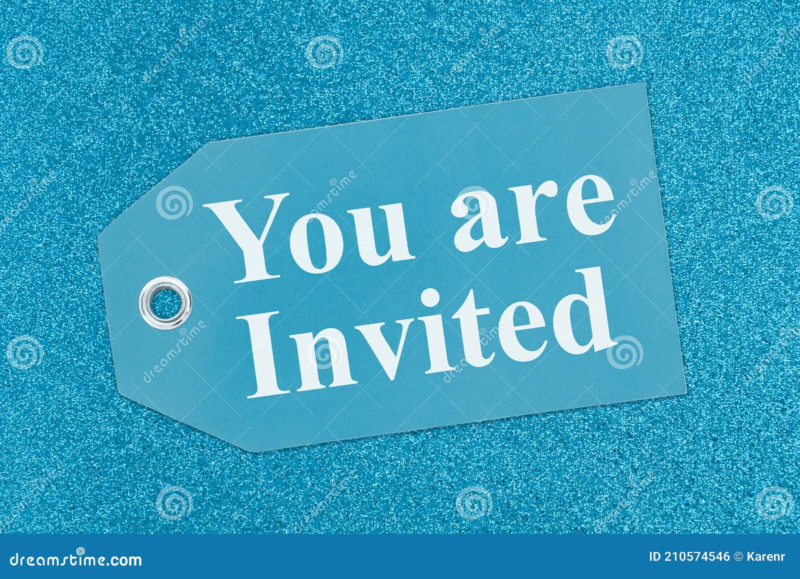 You are Invited Message on Teal Gift Tag Stock Photo - Image of blue ...