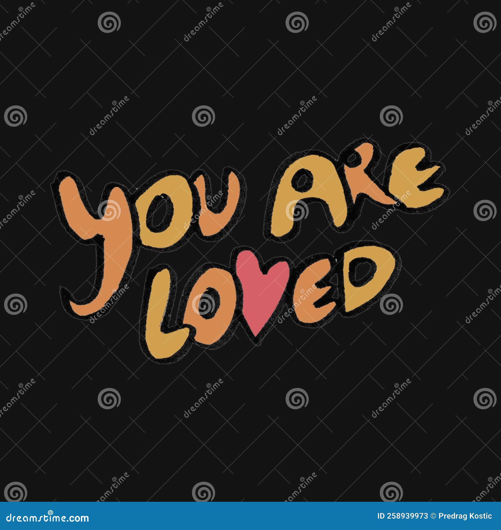 You Are Loved Text In Cute Cloud Style Font Vector Illustration ...