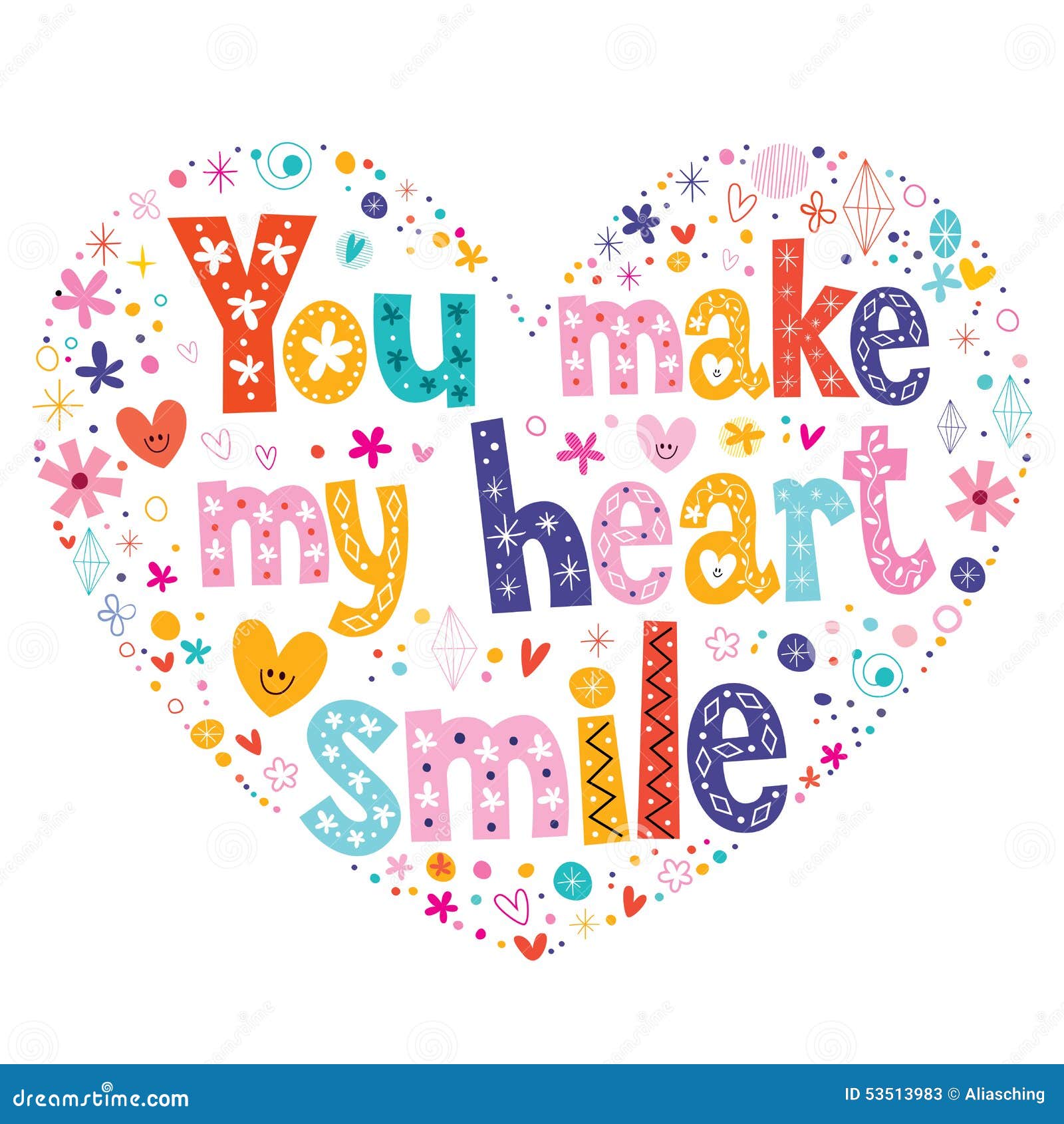 Heart With Smile On Face. Cute Line Doodle Icon. Smiling Heart Love ...
