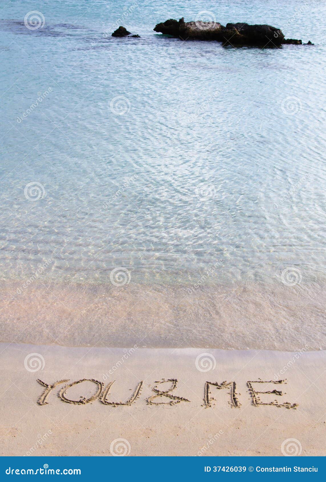 You and Me Message Written in the Sand on a Beautiful Beach Stock Image ...