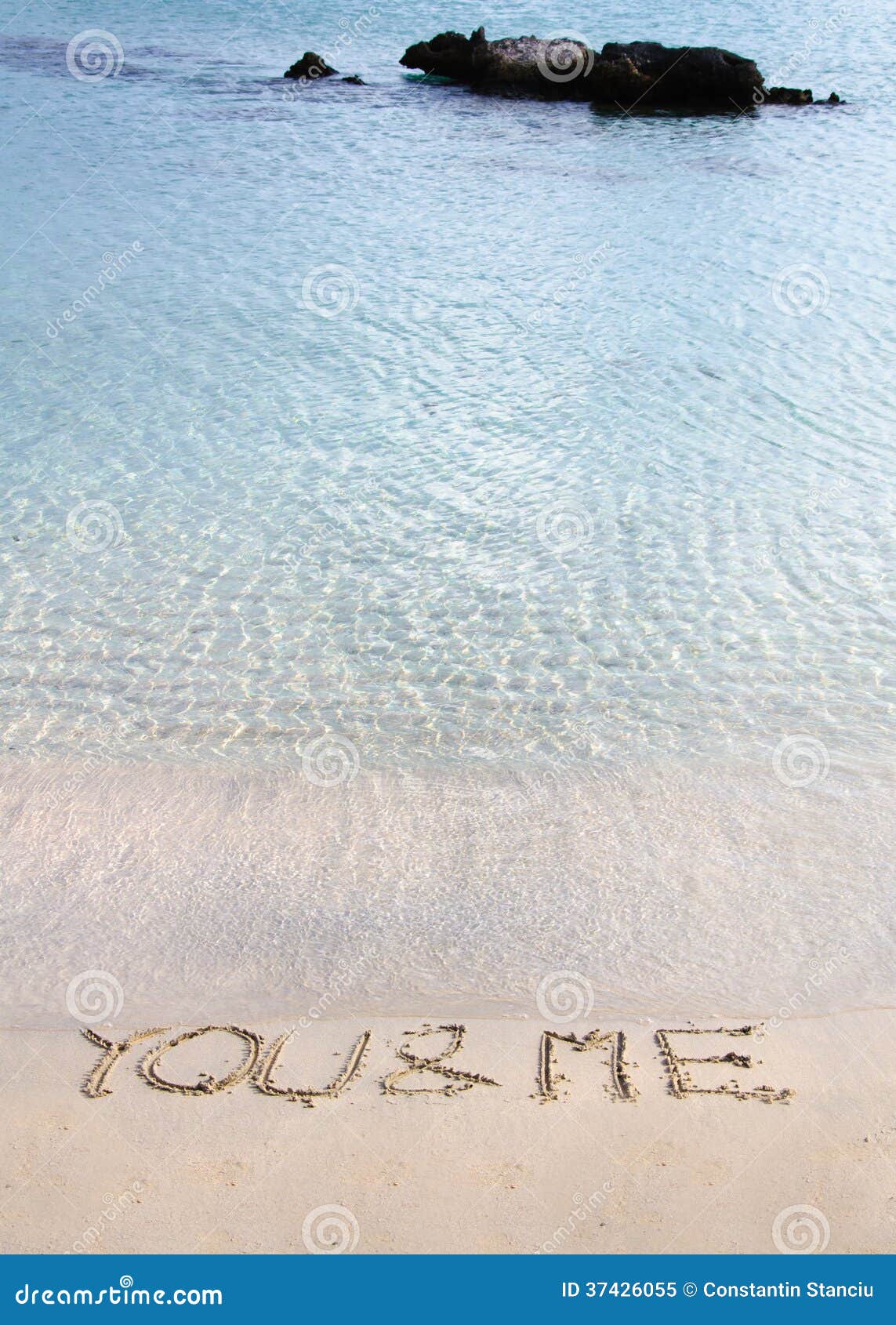 You and Me Message Written in the Sand on a Beautiful Beach Stock Image ...