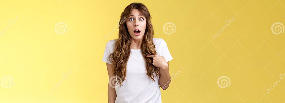 You Mean Me Surprised Questioned Impressed Gasping Cute Girl Pointing