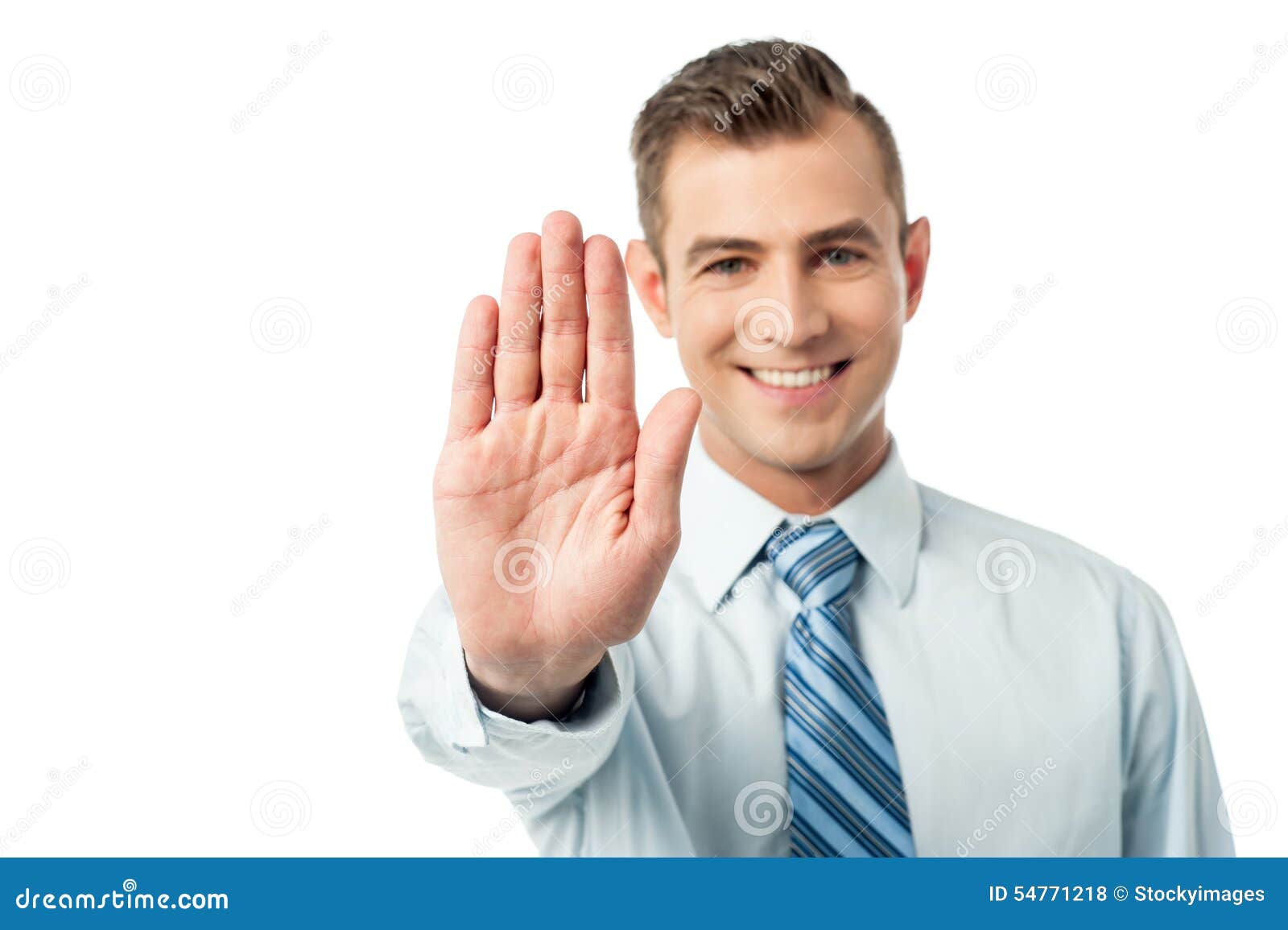 You please wait there. stock photo. Image of showing - 54771218