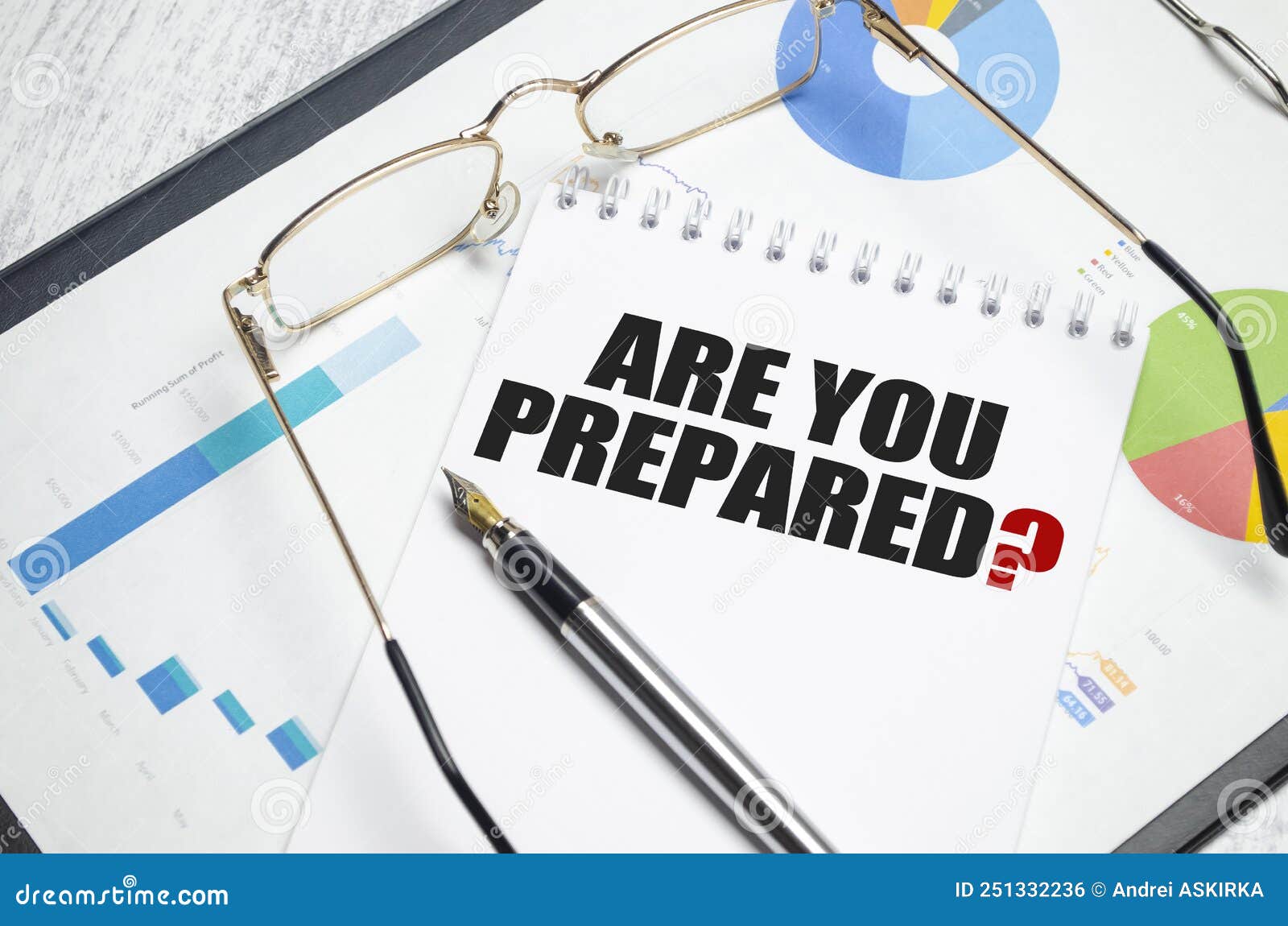 Are You Prepared Question. Office Table Desk with Supplies, White Blank ...