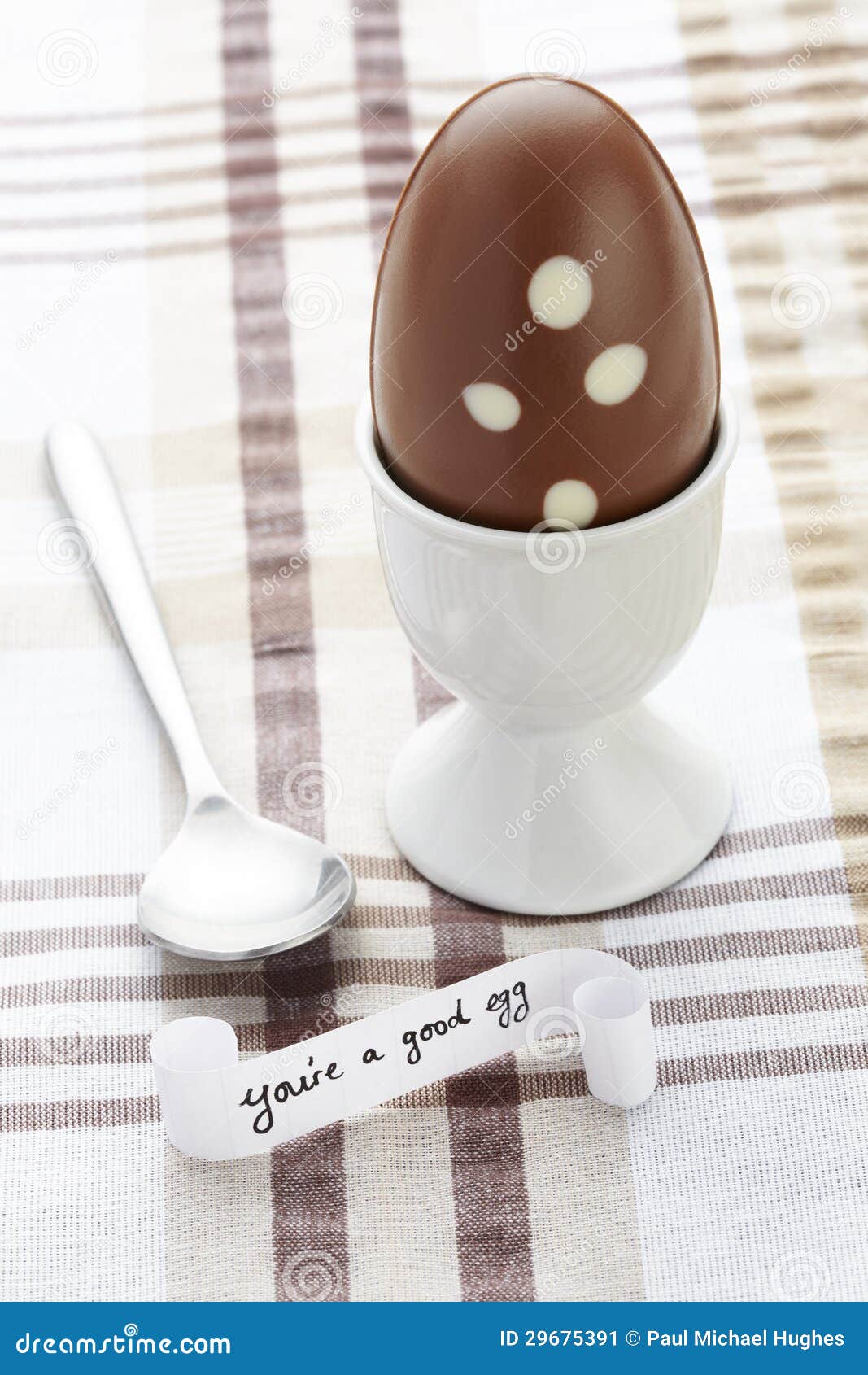 You Re a Good Egg Message with Chocolate Easter Egg and Spoon Stock ...