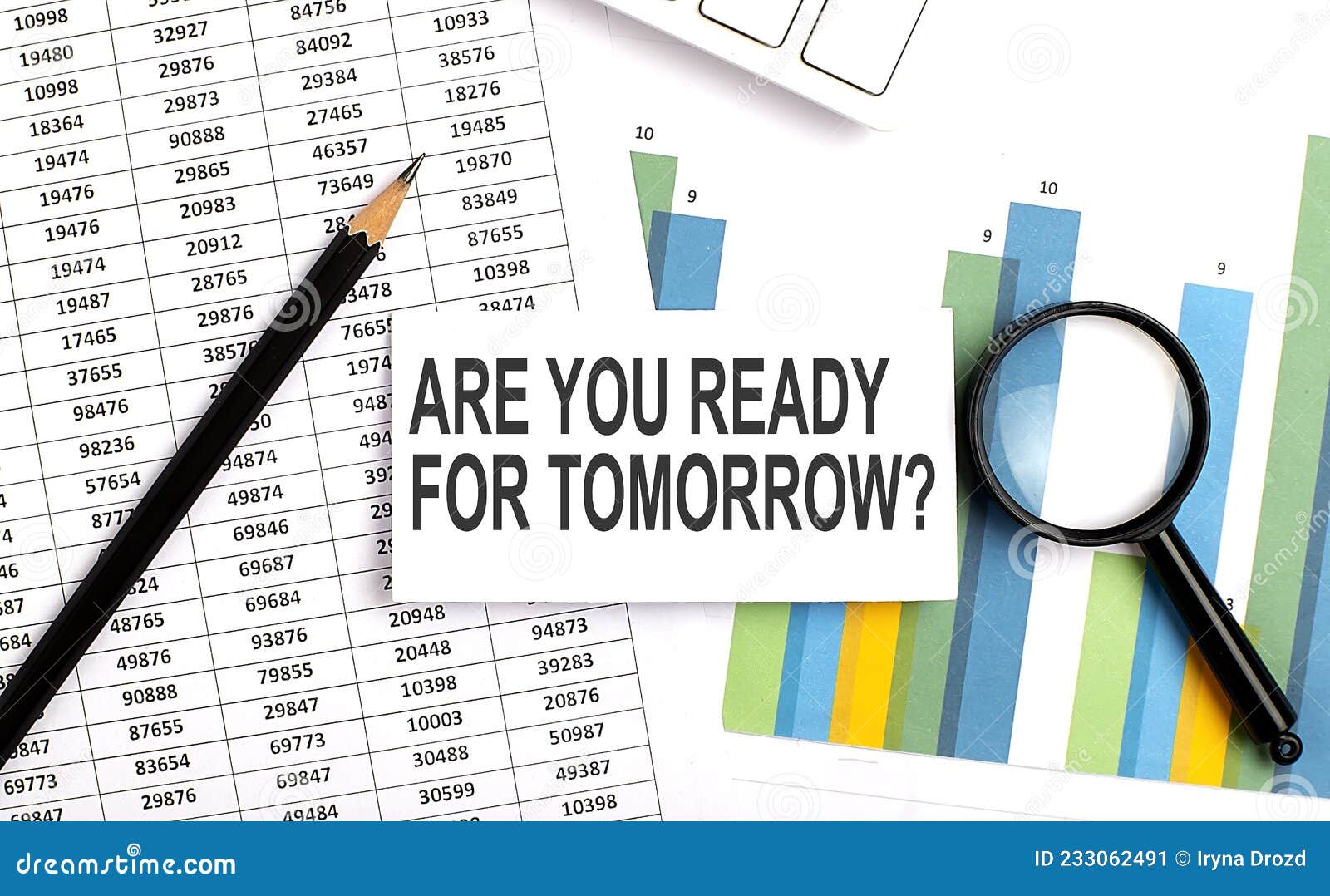 Are YOU READY for TOMORROW Text on White Card on the Chart Background ...