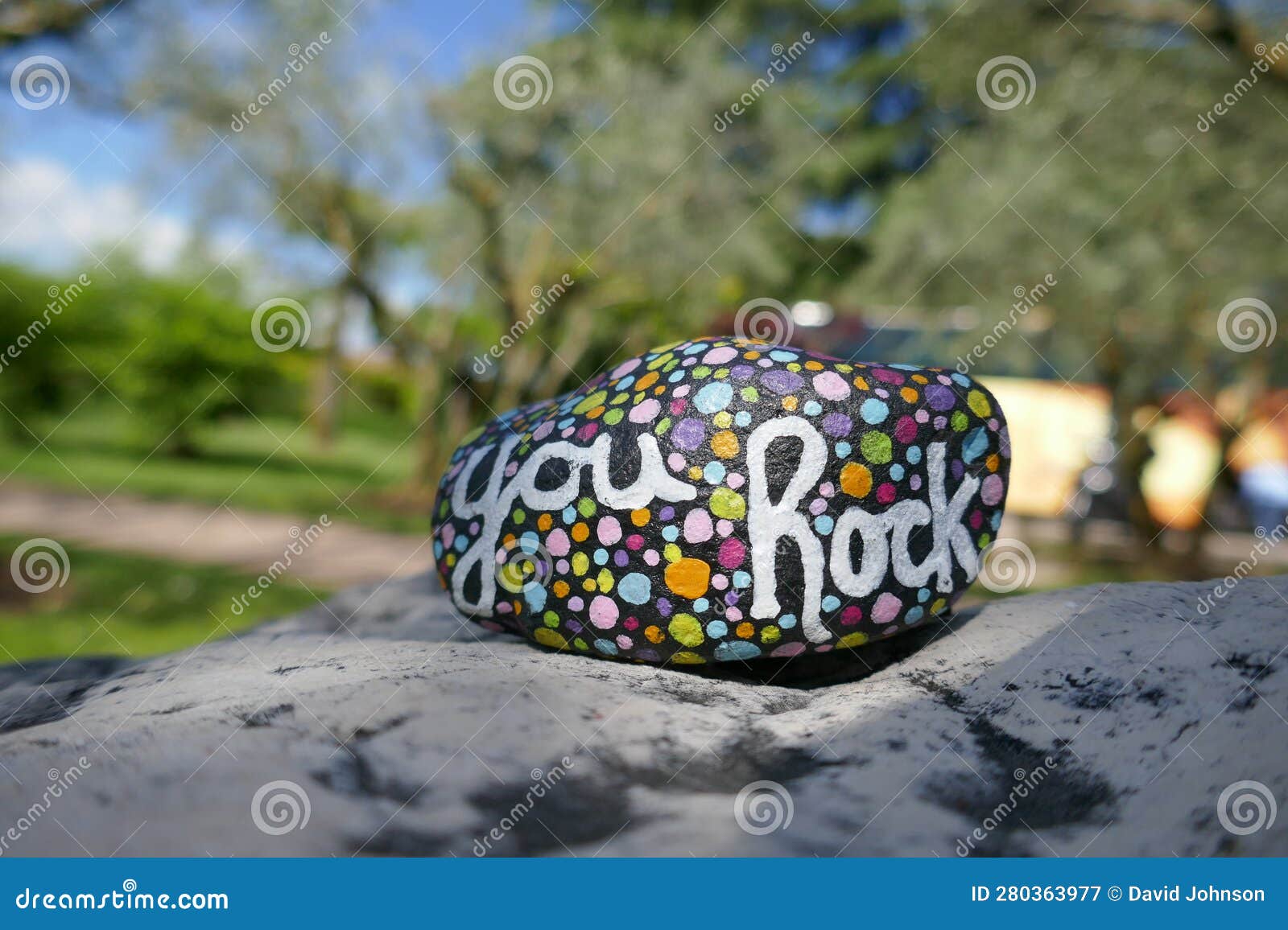 You Rock Encouraging Message Painted in Script on Kindness Rock Stock ...