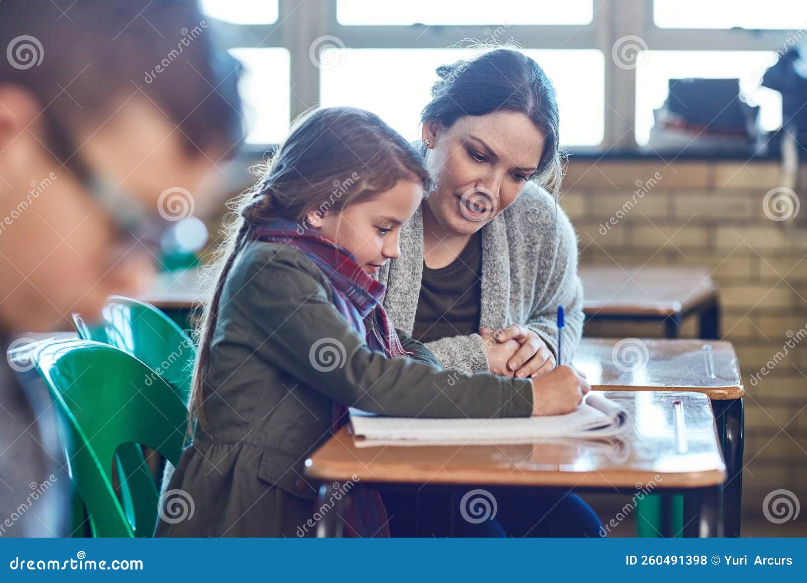 You almost There, You Can Do this. an Elementary School Girl Getting ...