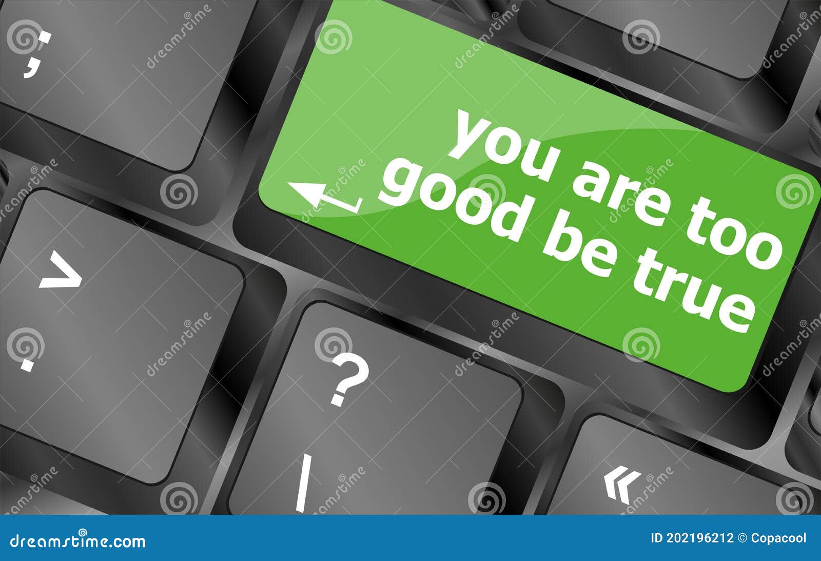 Keyboard with Computer Key Button, You are Too Good Be True Text Stock ...