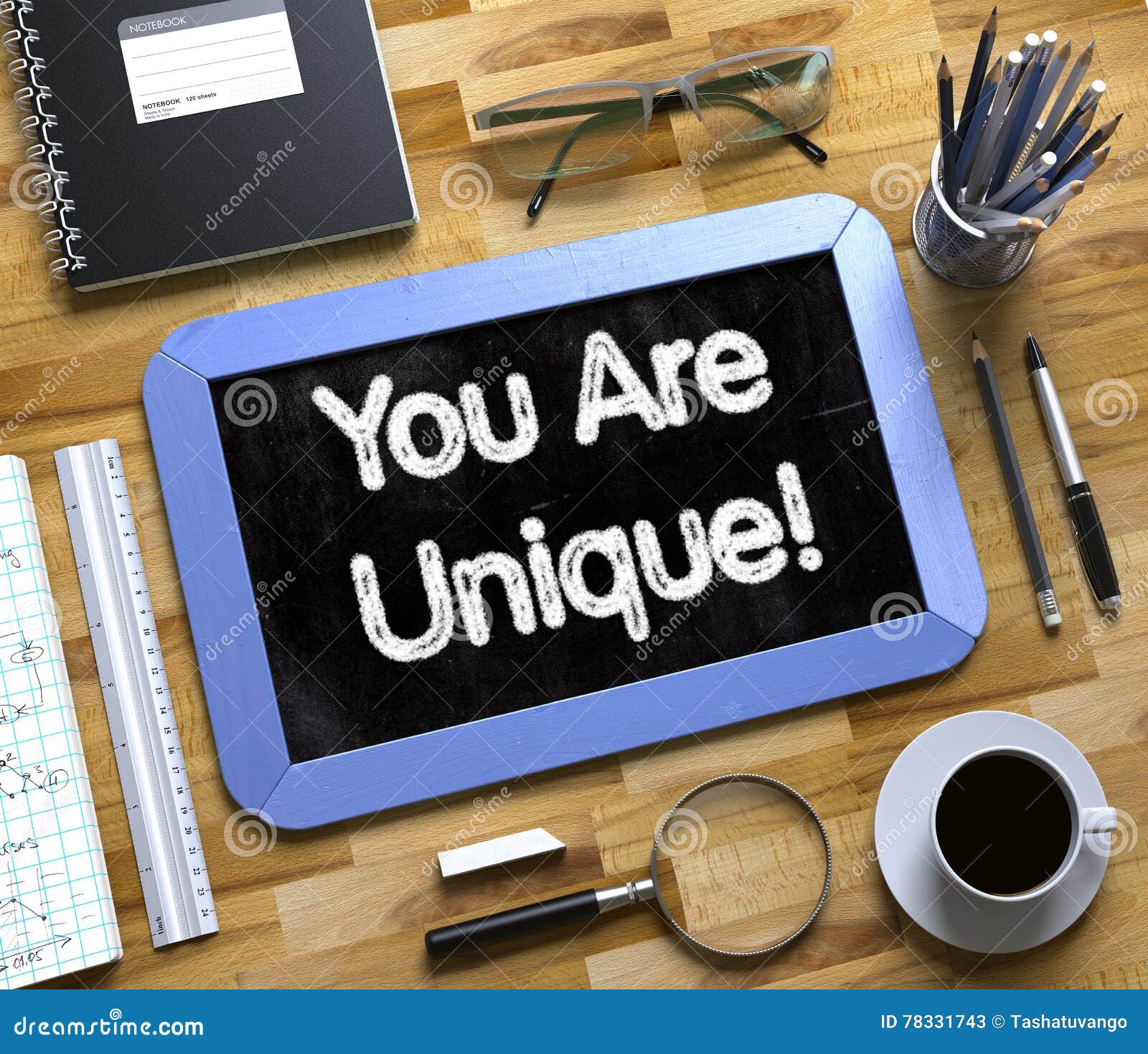 You are Unique Concept on Small Chalkboard. 3D. Stock Image - Image of ...