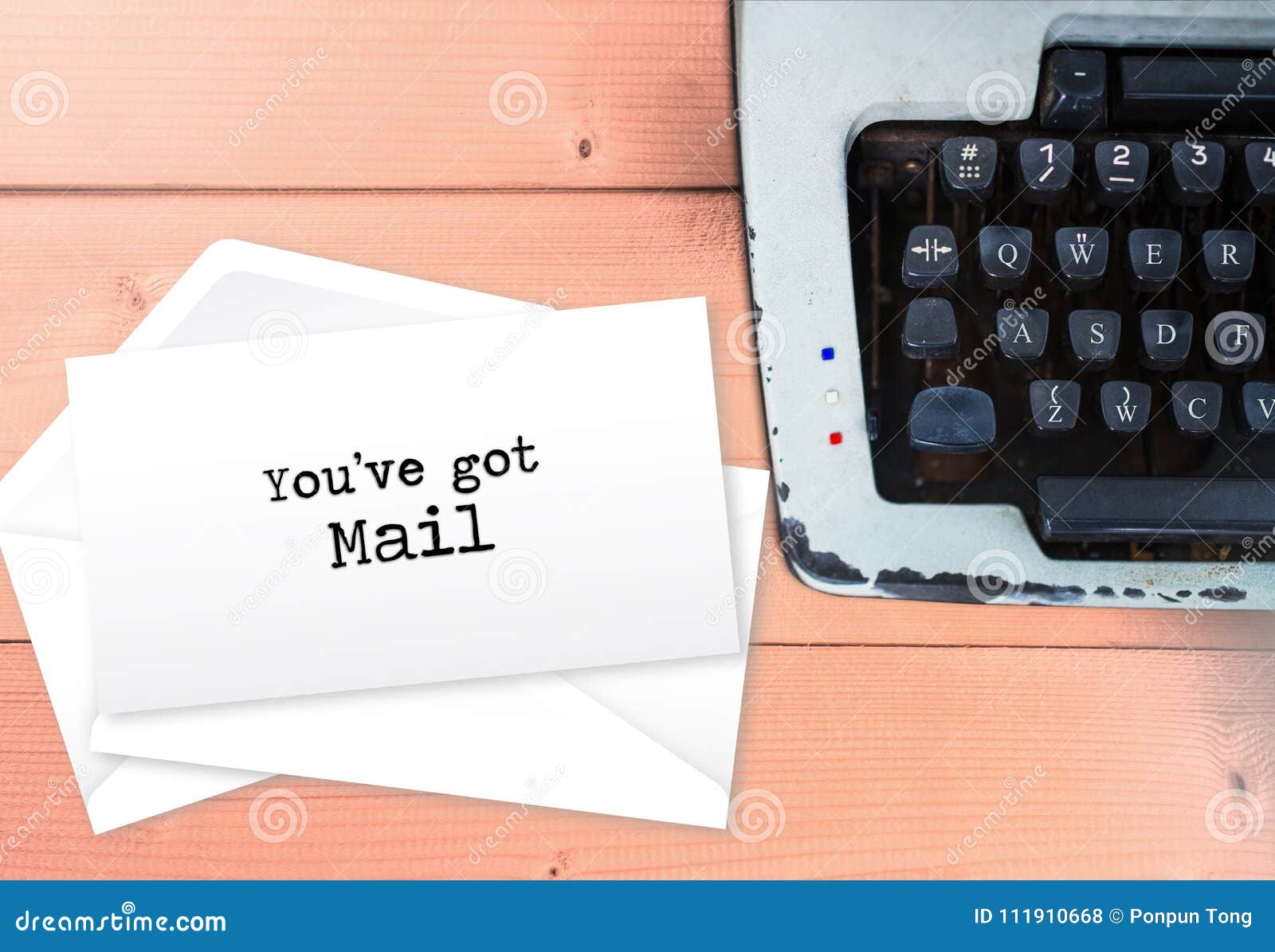 You`ve Got Mail on Envelop Letters Stack with Typewriter, Vintag Stock ...