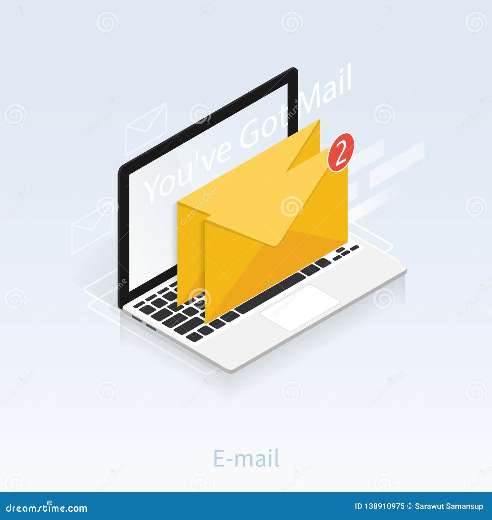 You`ve Got Mail,isometric Email Laptop Notifications Stock Vector ...