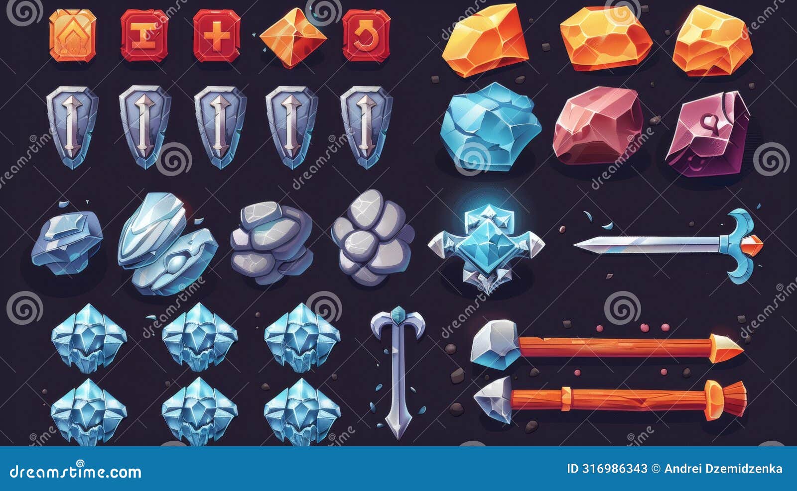 Game Buttons, Boards, Bars, Check Marks, And Sliders With Candy And ...