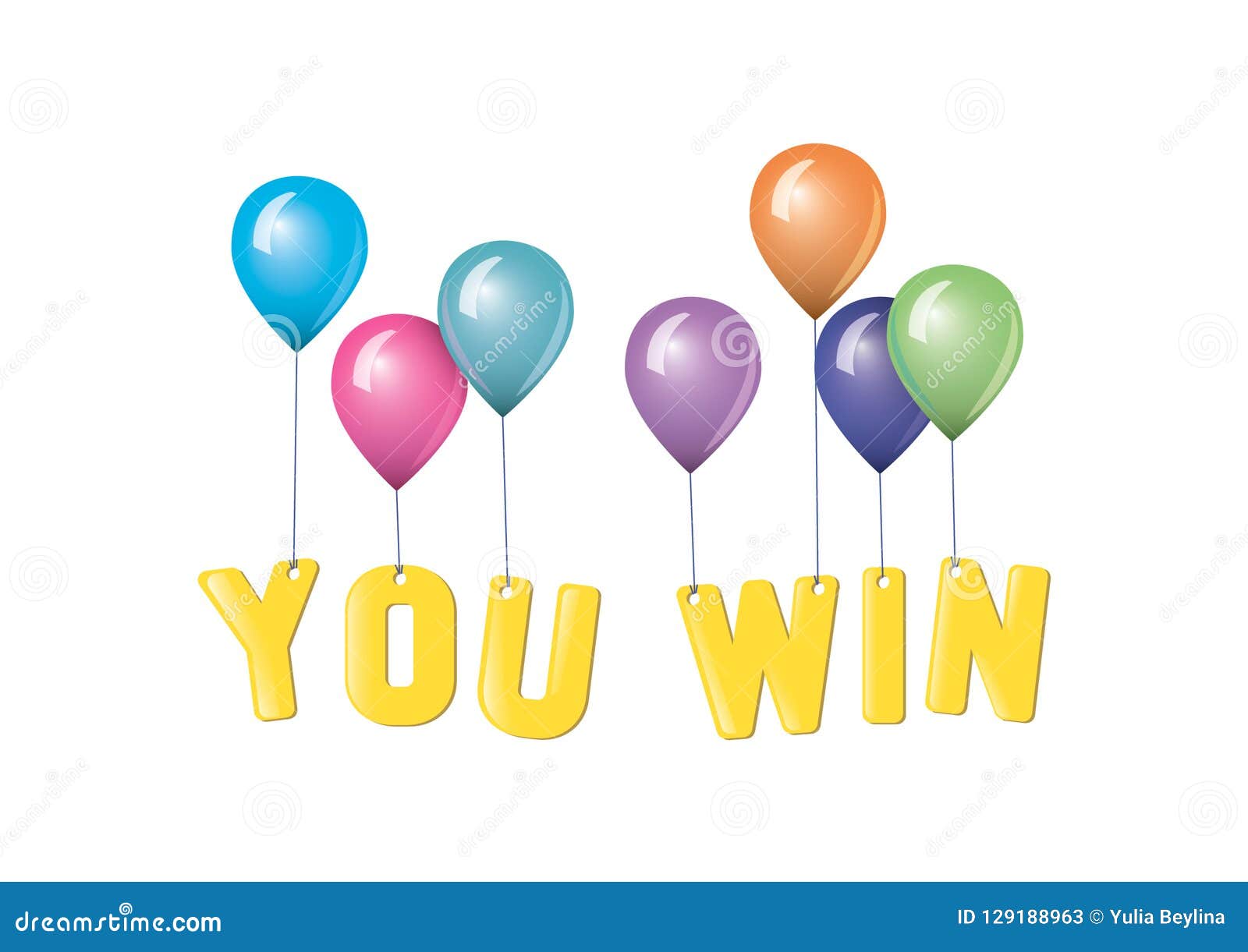 You Win Funny Text with Balloons Stock Vector - Illustration of bright ...