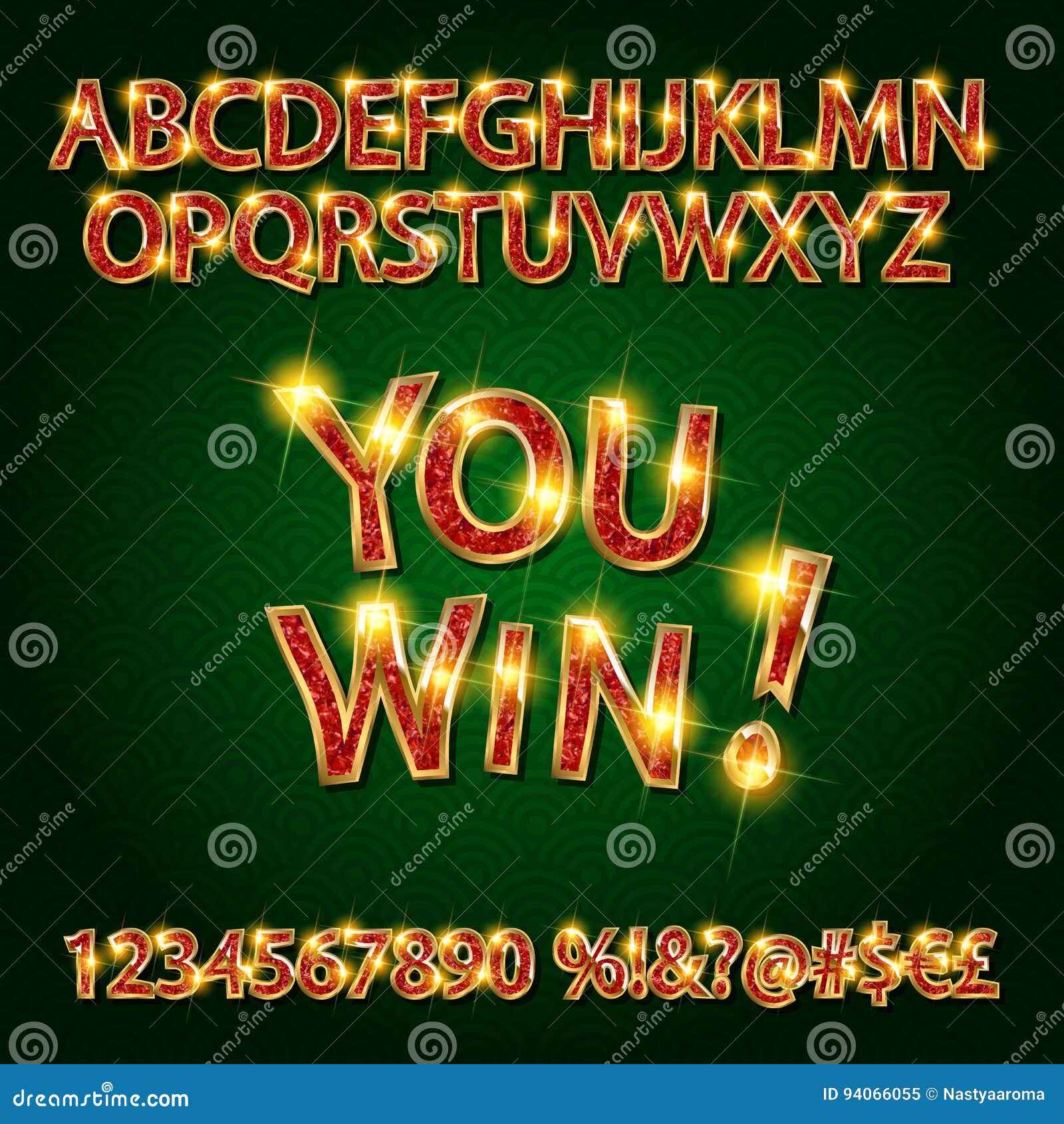 You Win Gold Alphabets Numbers Stock Illustrations – 6 You Win Gold ...